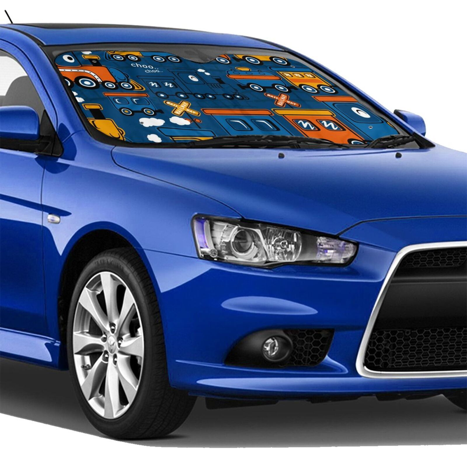 Lsque Funny Steam Train Car Windshield Sun Shade | Accordion Folding ...