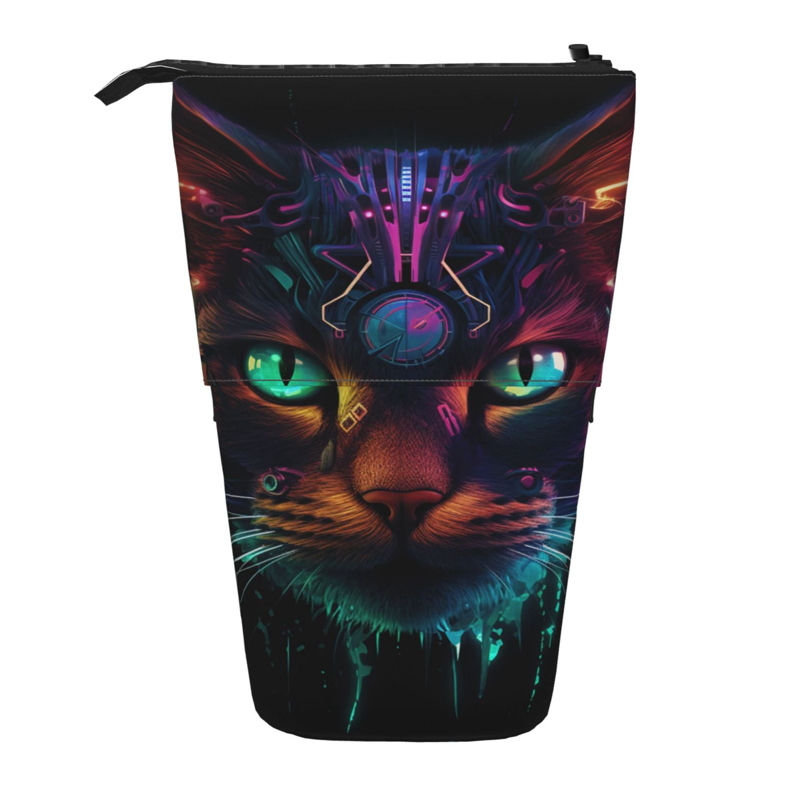 Lsque Futuristic Cat Warrior Pattern Telescopic Pencil Bag Pen Holder ...