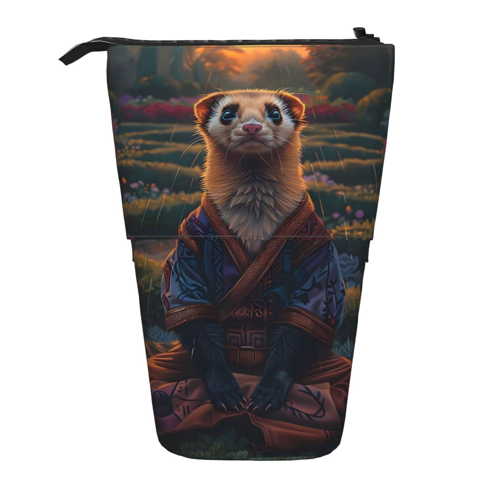 Lsque Garden Meditating Weasel Pattern Telescopic Pencil Bag Pen Holder ...