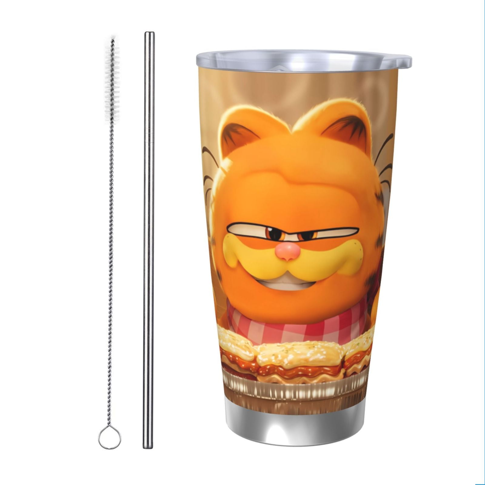 Lsque Garfield Pattern 20oz Car Cup with Lid and Straw, Insulated ...