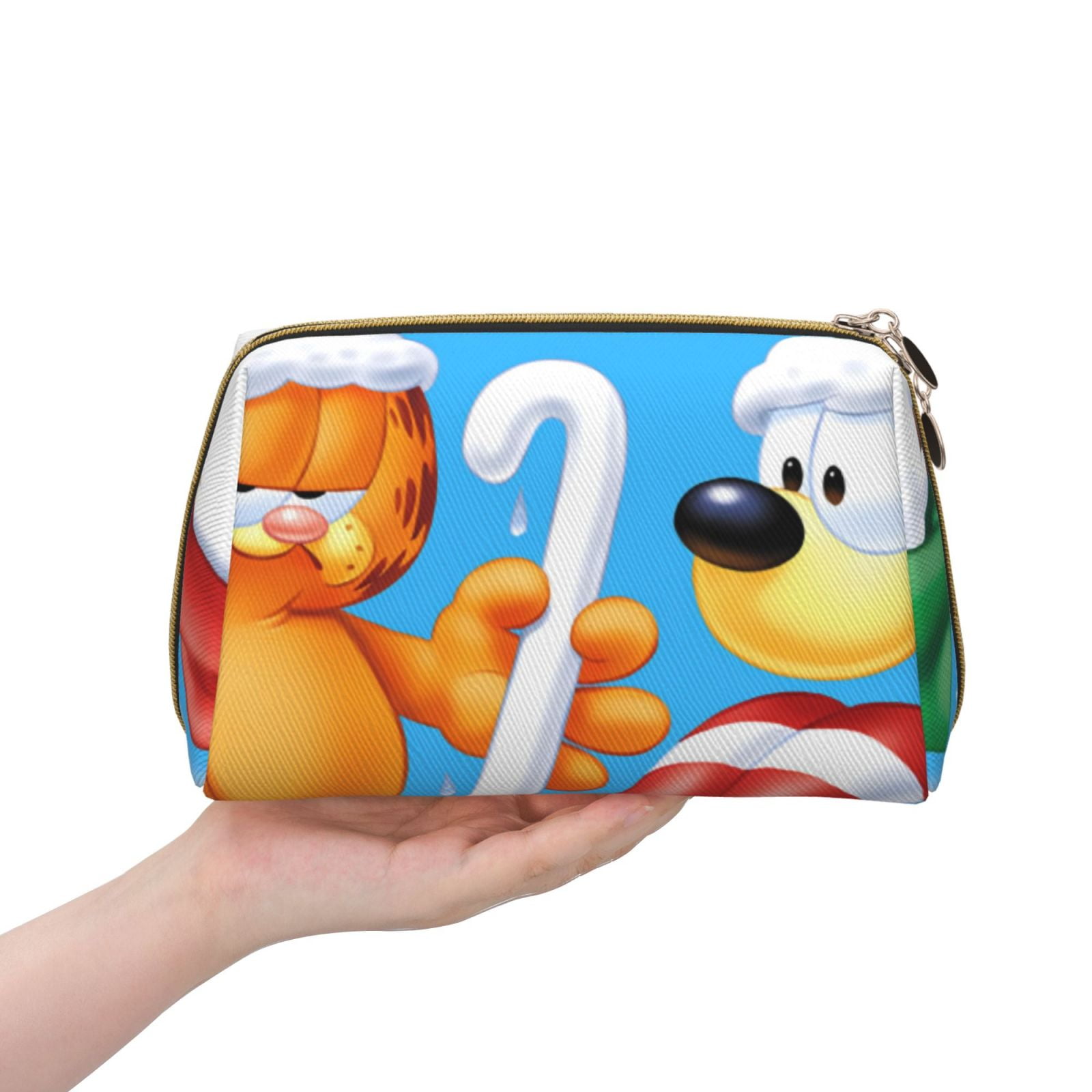 Lsque Garfield Pattern Genuine Leather Makeup Bag Cosmetic Pouch Travel ...