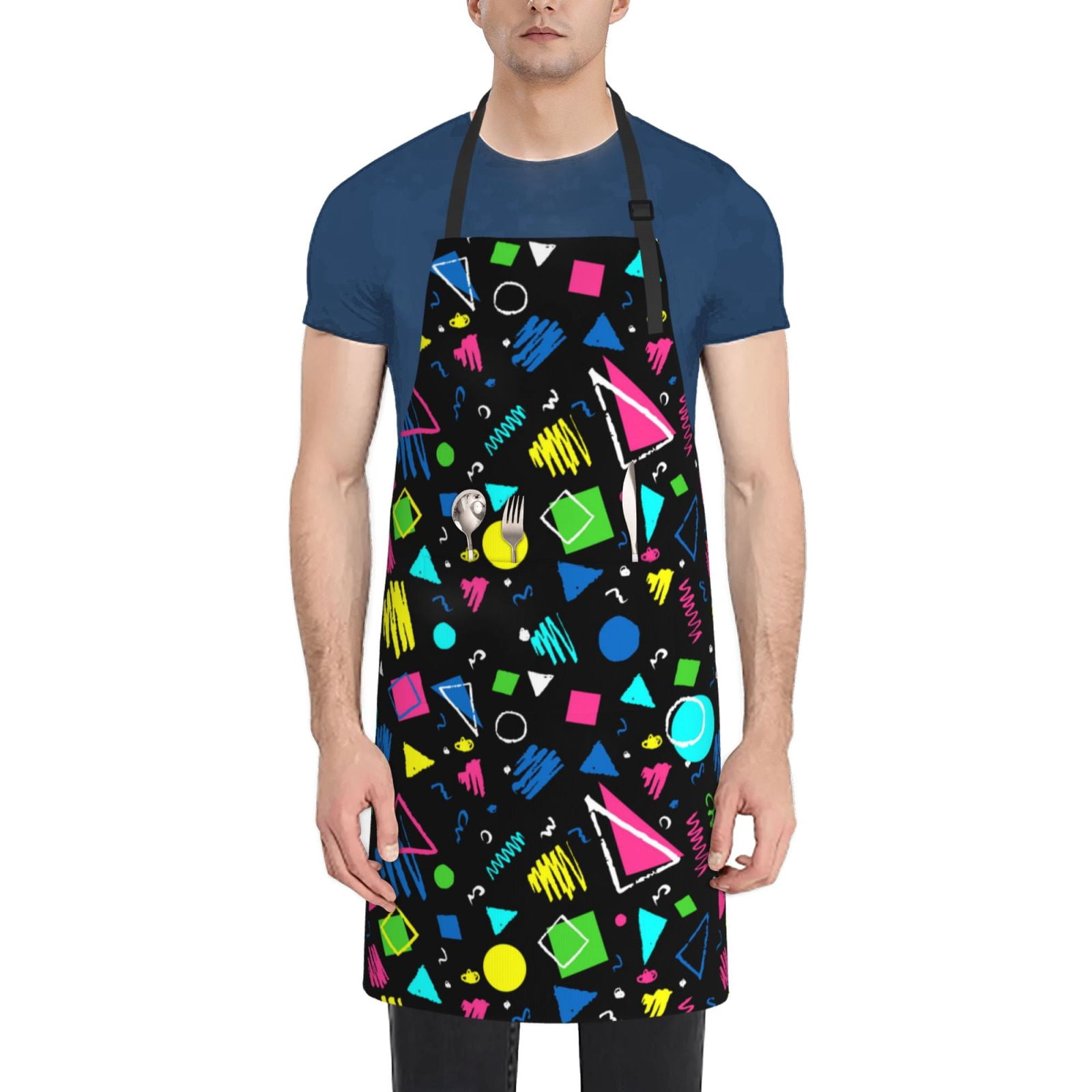 Lsque Geometric 1980s Styled Waterproof Apron Chef Aprons for Men Heavy ...
