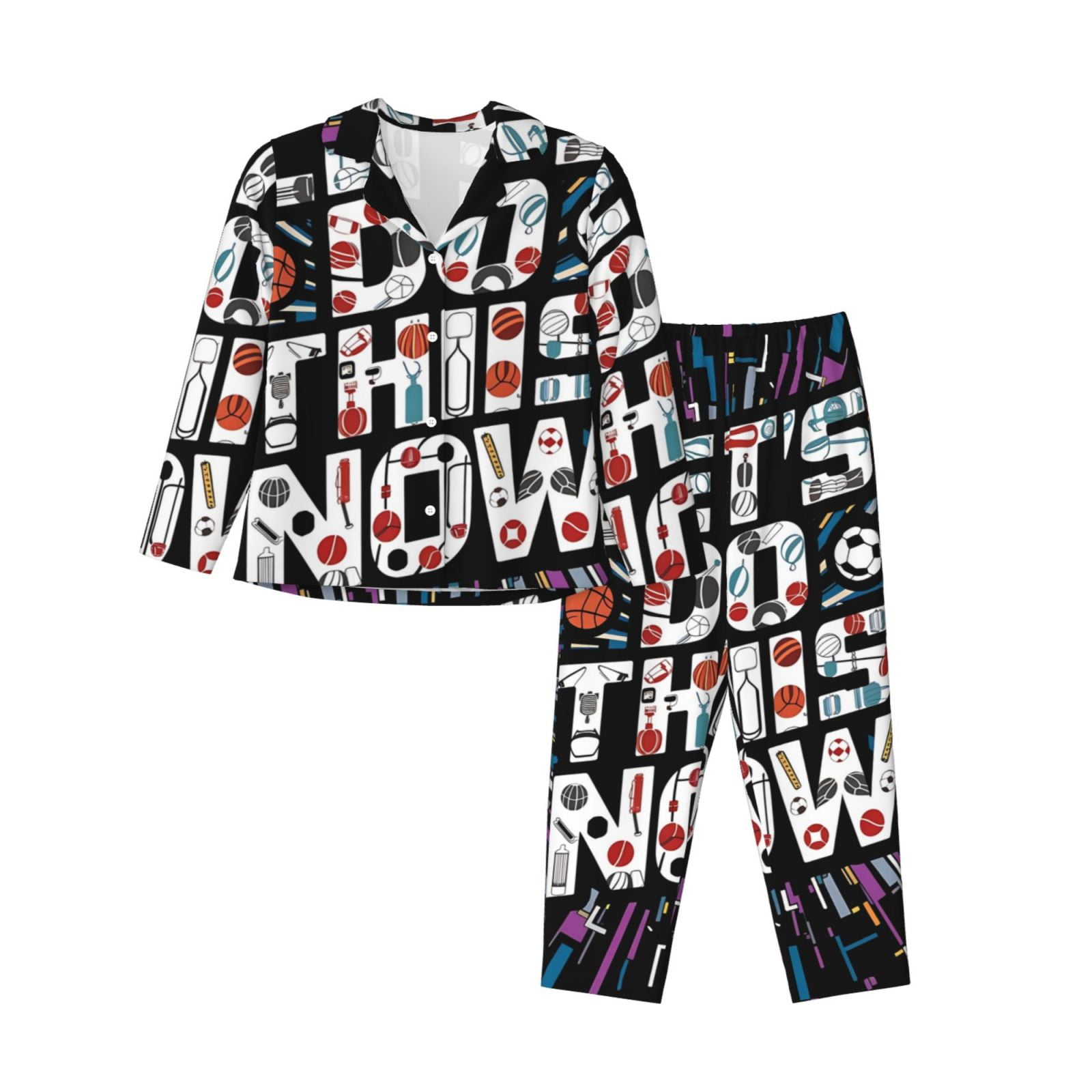 Lsque Geometric Sports Energetic Burst Pattern Long Sleeve Pajama Set ...