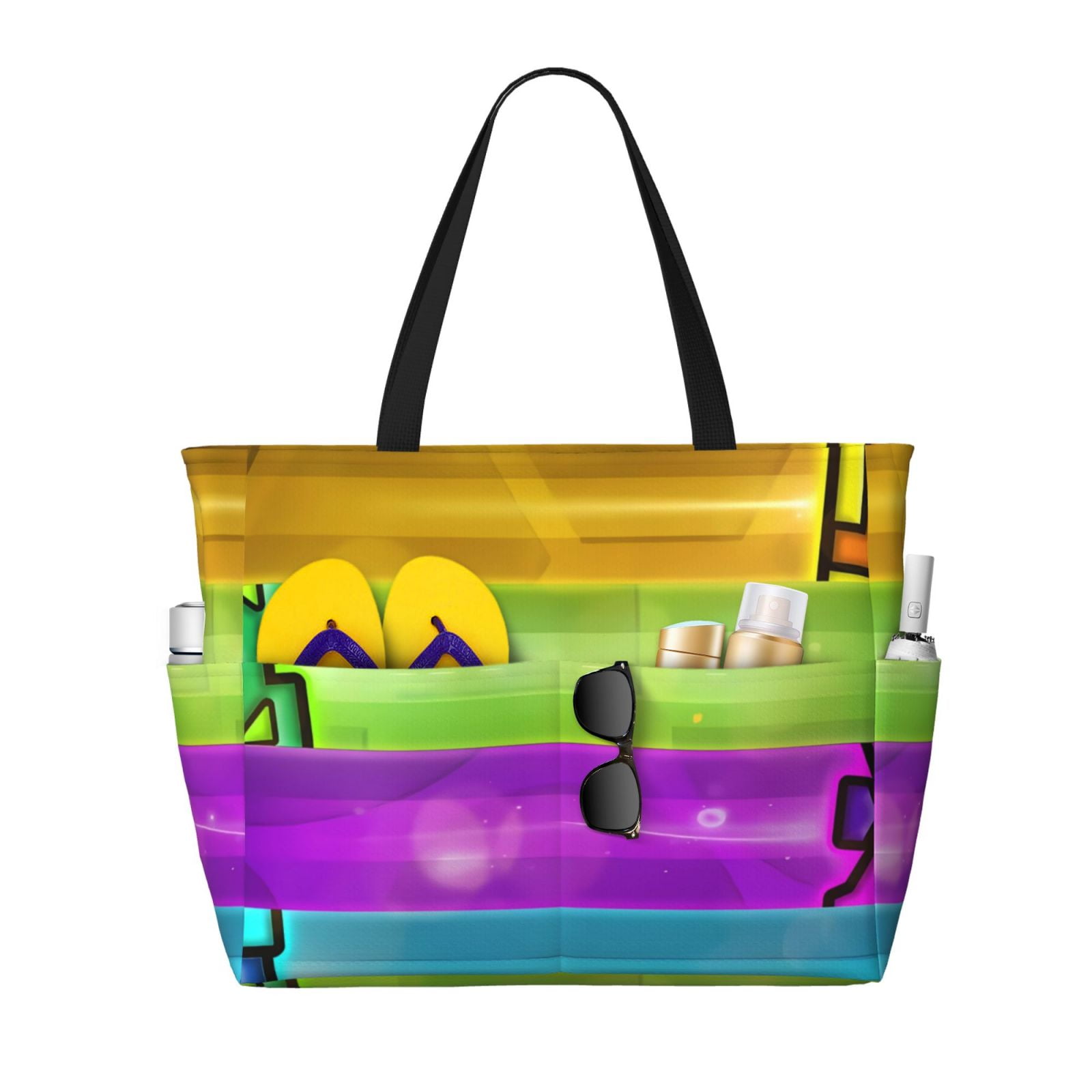 Lsque Geometry Dash Beach Travel Bag - Water-Resistant, Large Capacity ...