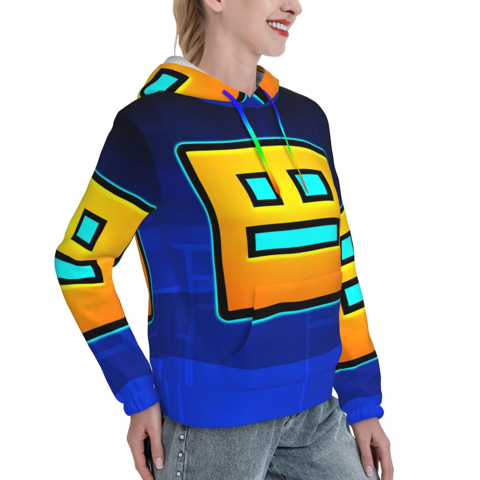 Lsque Geometry Dash Pattern Casual Women's Hoodie,Hooded Sweatshirt ...