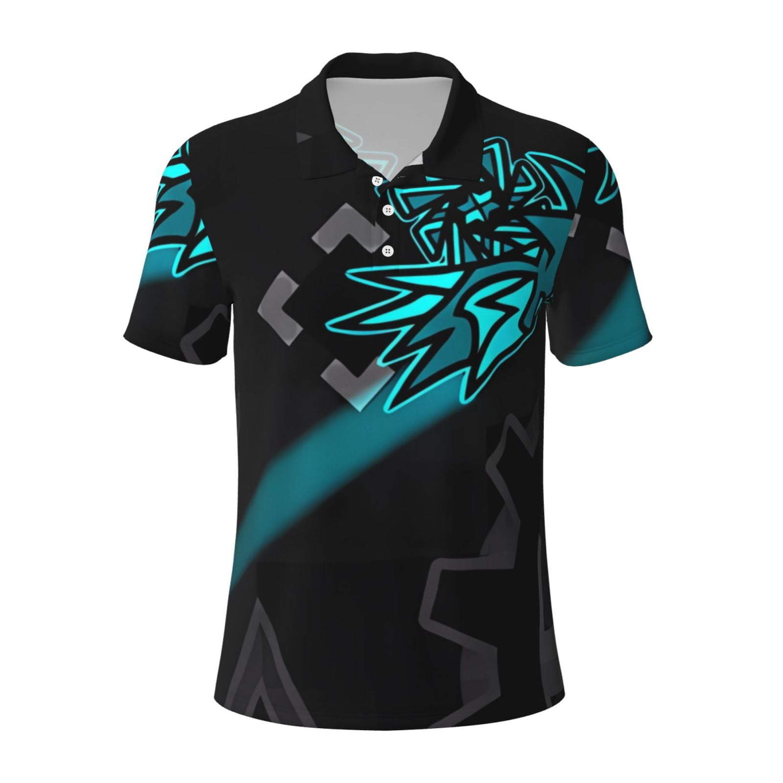 Lsque Geometry Dash Pattern Golf Shirts for Men Dry Fit Print Moisture ...