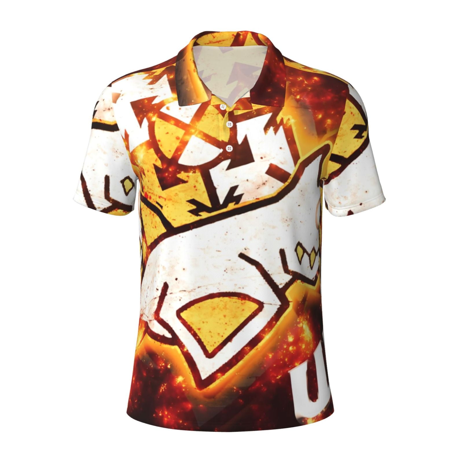 Lsque Geometry Dash Pattern Golf Shirts for Men Dry Fit Print Moisture ...