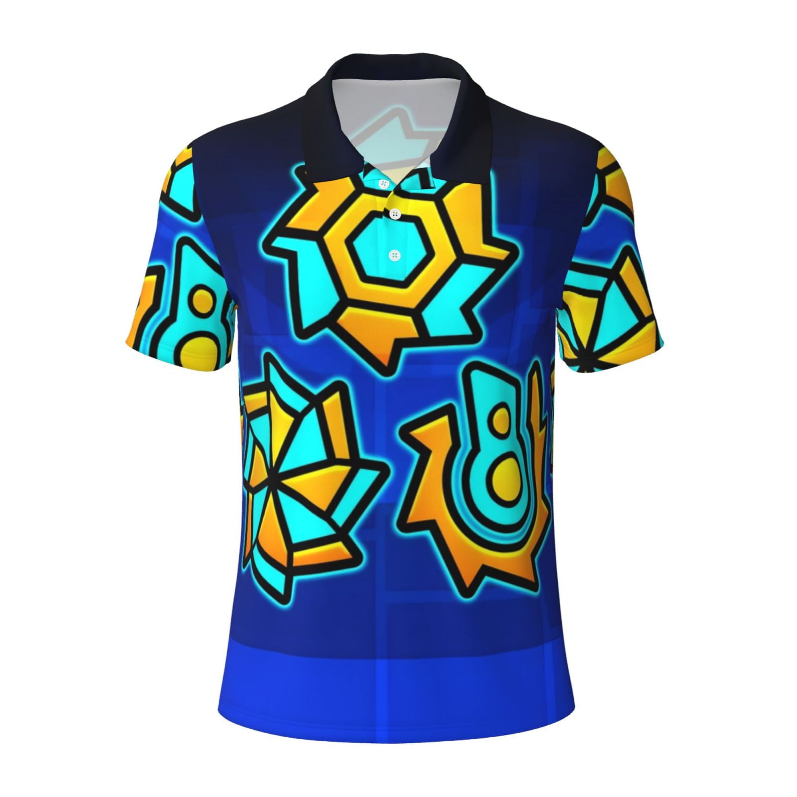 Lsque Geometry Dash Pattern Golf Shirts for Men Dry Fit Print Moisture ...