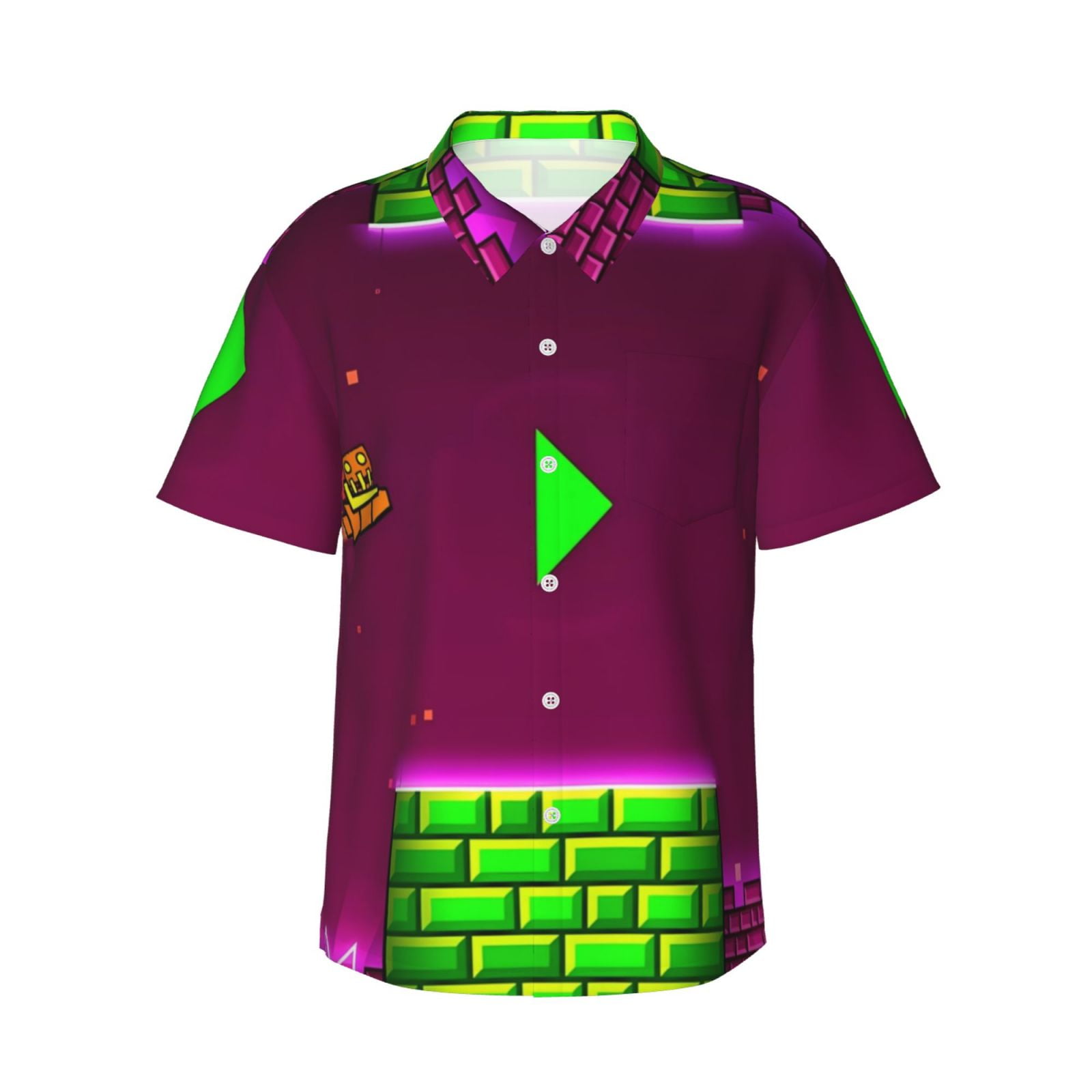 Lsque Geometry Dash Pattern Hawaiian Shirt for Men Unisex Summer Beach ...