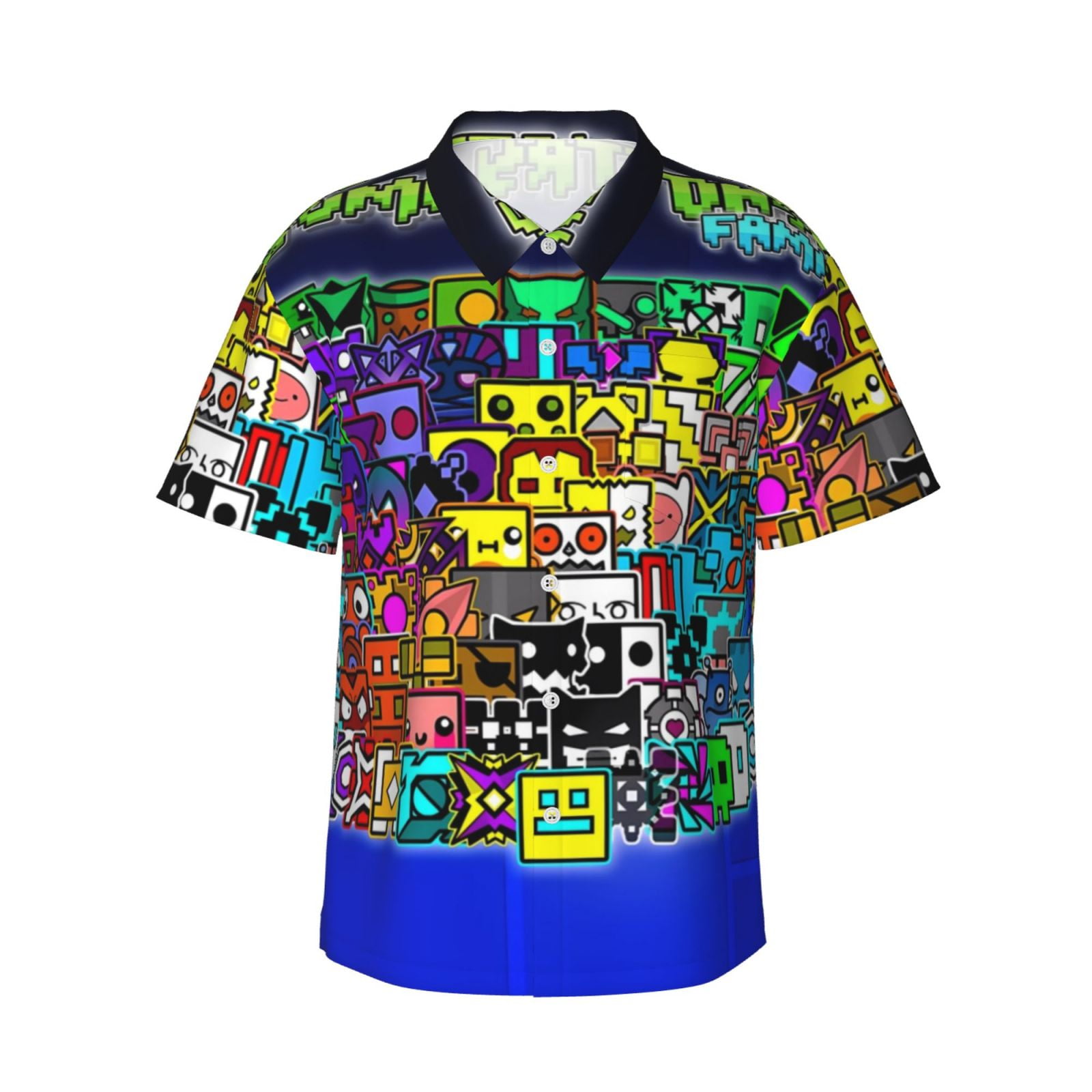 Lsque Geometry Dash Pattern Hawaiian Shirt for Men Unisex Summer Beach ...