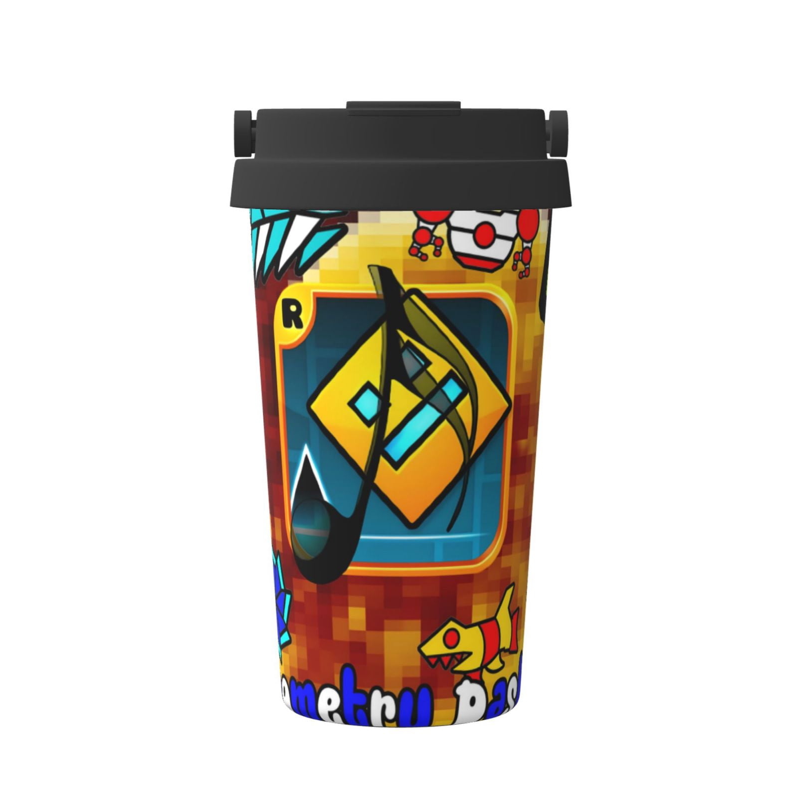 Lsque Geometry Dash Pattern Travel Coffee Mug 16oz: Insulated Coffee ...