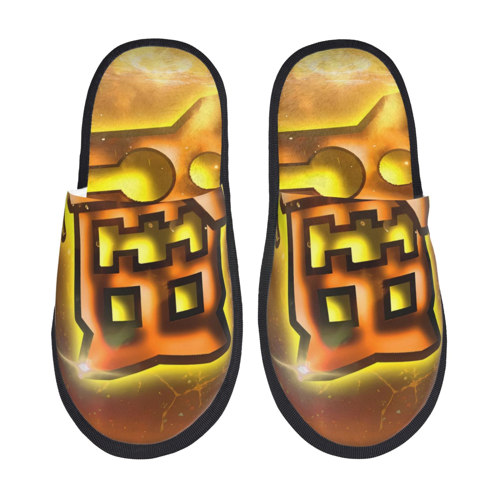 Lsque Geometry Dash Print Fuzzy Slippers Fuzzy Soft House Slippers ...