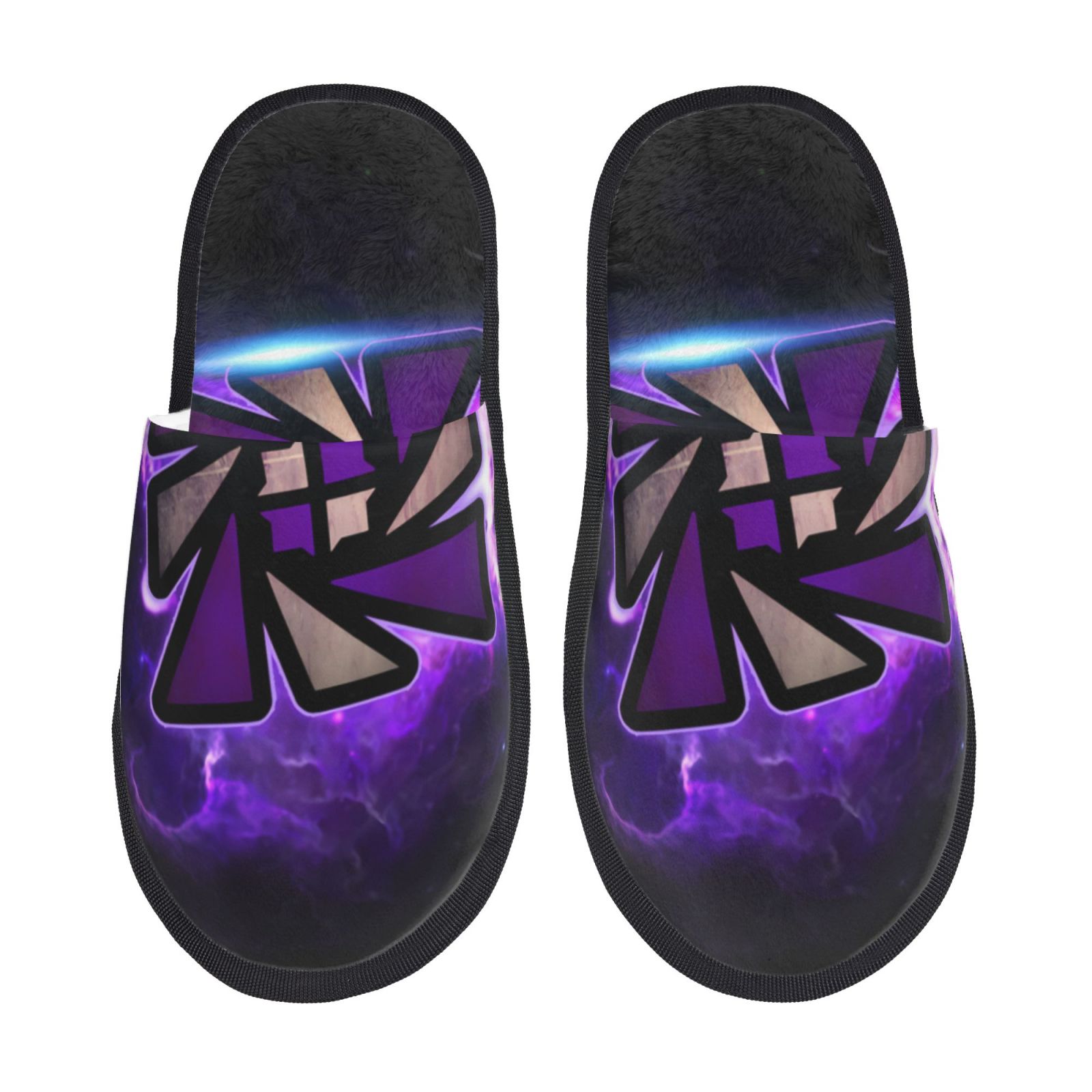 Lsque Geometry Dash Print Fuzzy Slippers Fuzzy Soft House Slippers ...