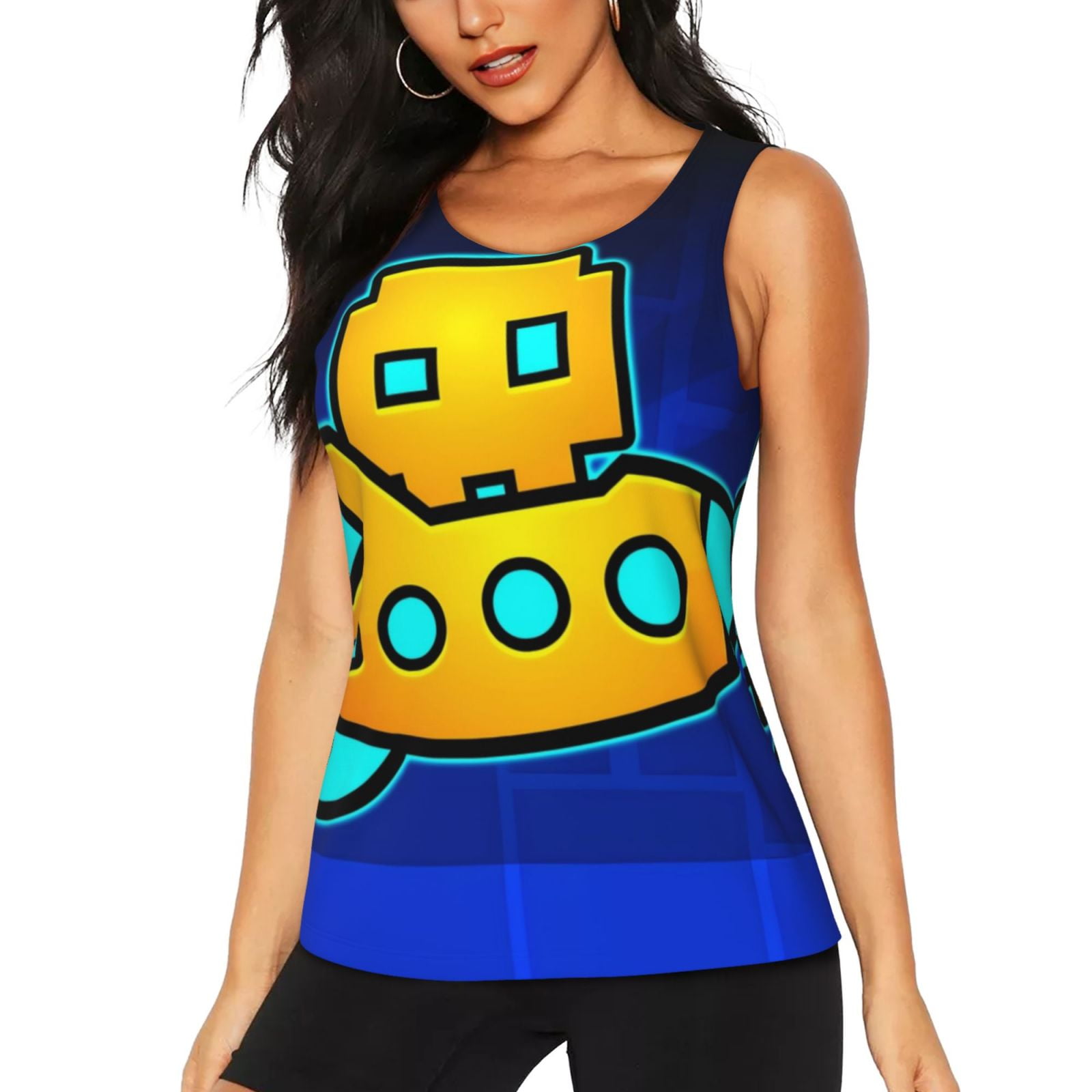 Lsque Geometry Dash Printed Workout Tank Tops for Women, Athletic ...