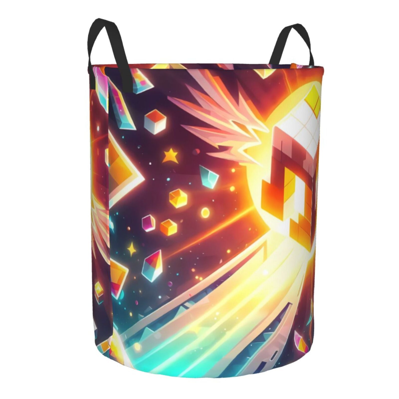 Lsque Geometry Dash pattern Laundry Hamper Basket, Tall Woven Rope ...