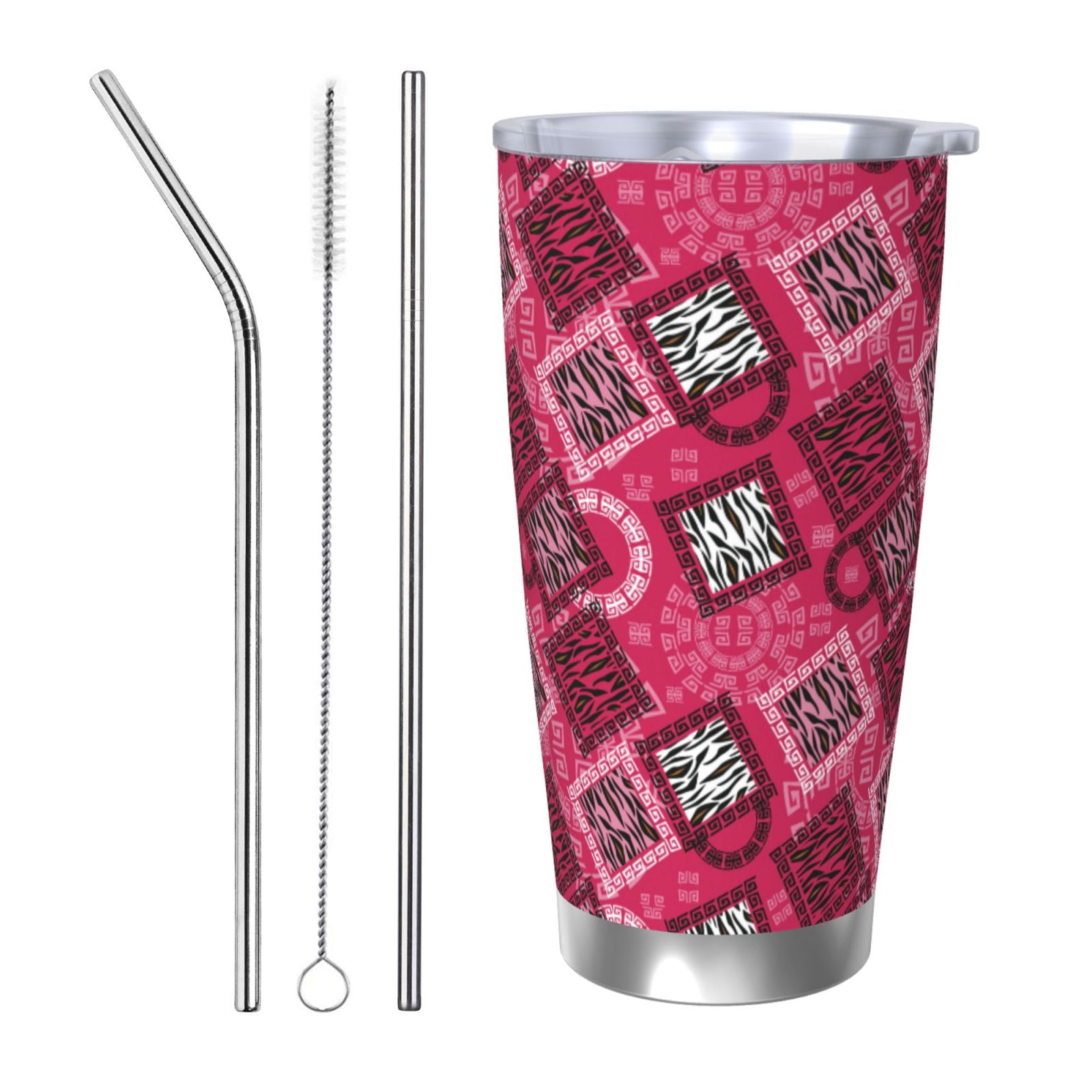 Lsque Geometry Pattern 20oz Car Cup with Lid and Straw, Insulated ...