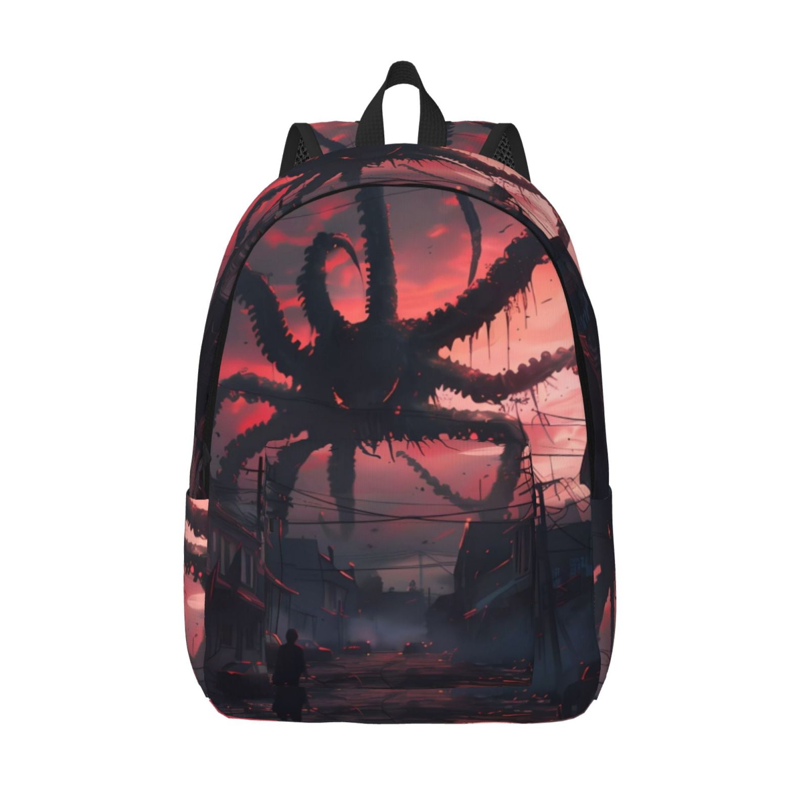 Lsque Giant Monster Over City Pattern Canvas Daypack, Durable Backpack ...