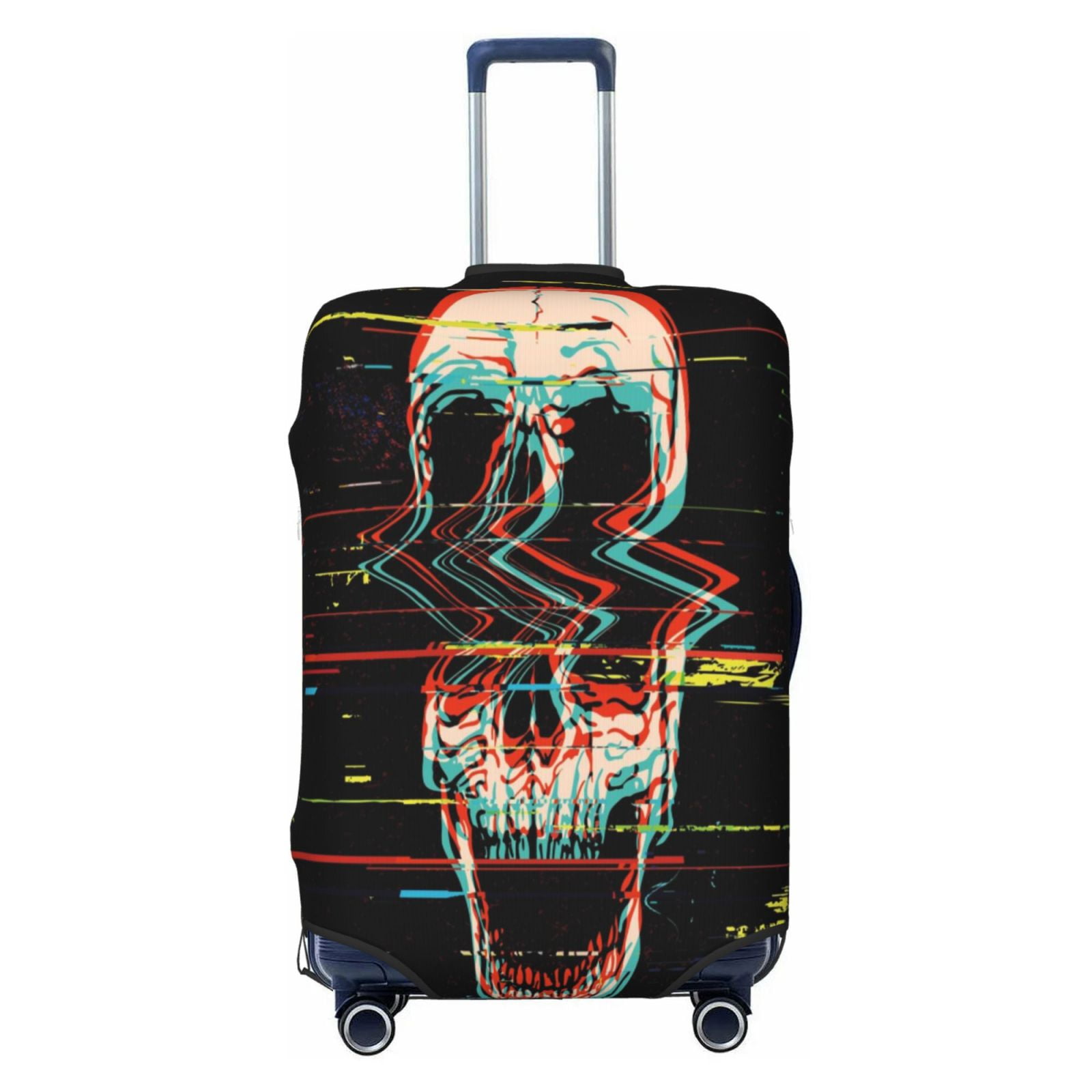 Lsque Glitch Screaming Skull Printed Luggage Cover, Travel Luggage ...