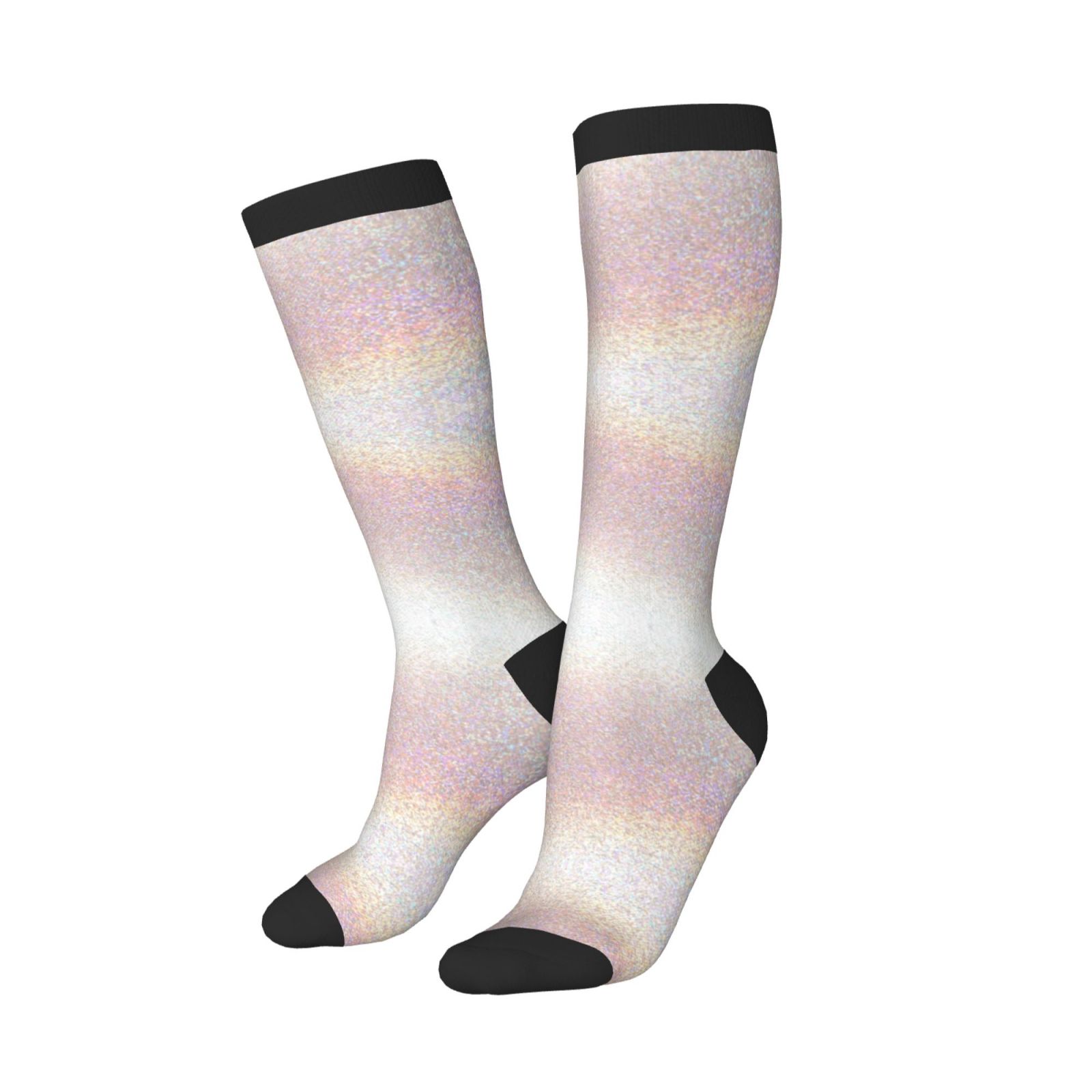 Lsque Glitter Light Pearl Printed Crew Socks Men's Women's LightWeight ...