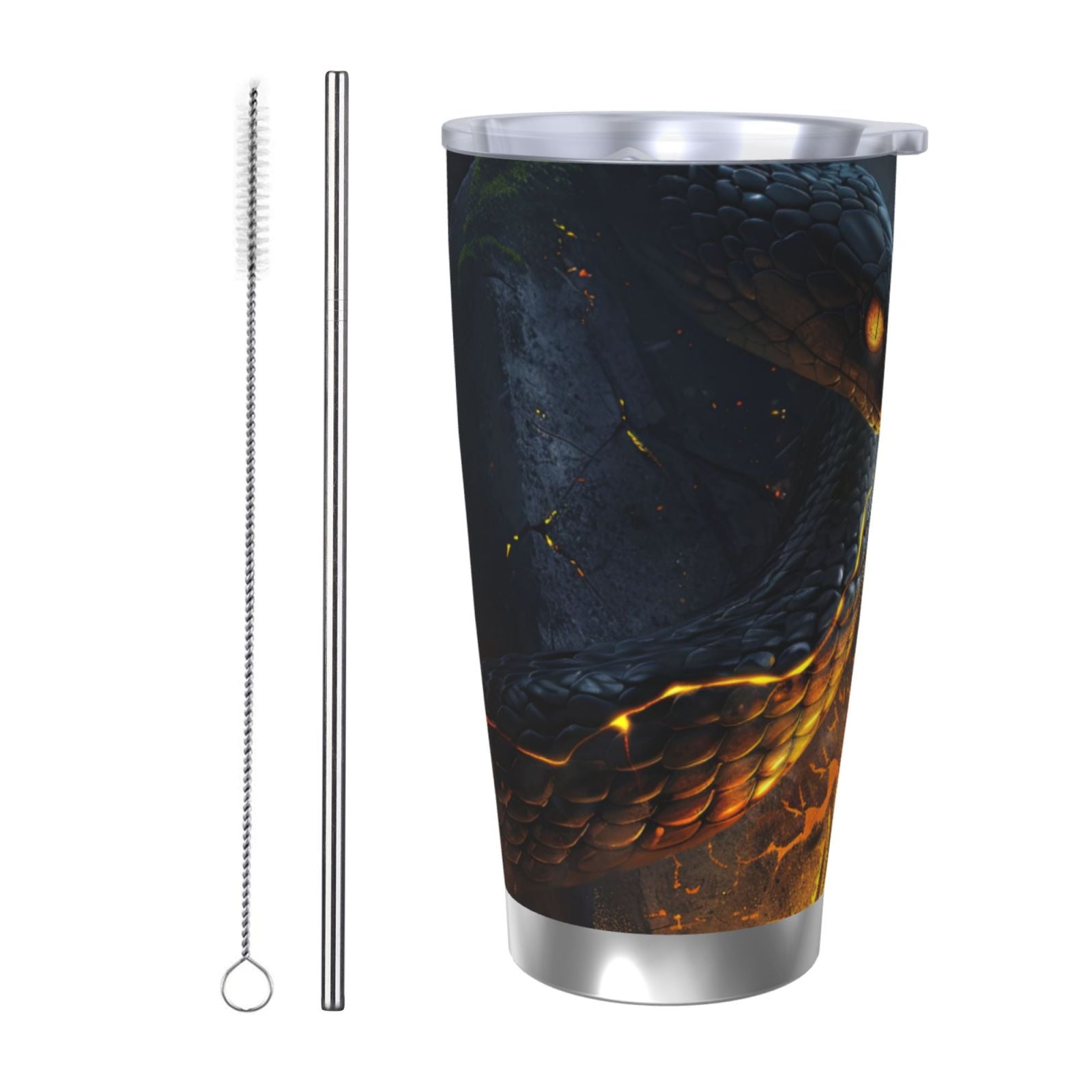 Lsque Glowing Snake Dark Forest Pattern 20oz Car Cup with Lid and Straw ...