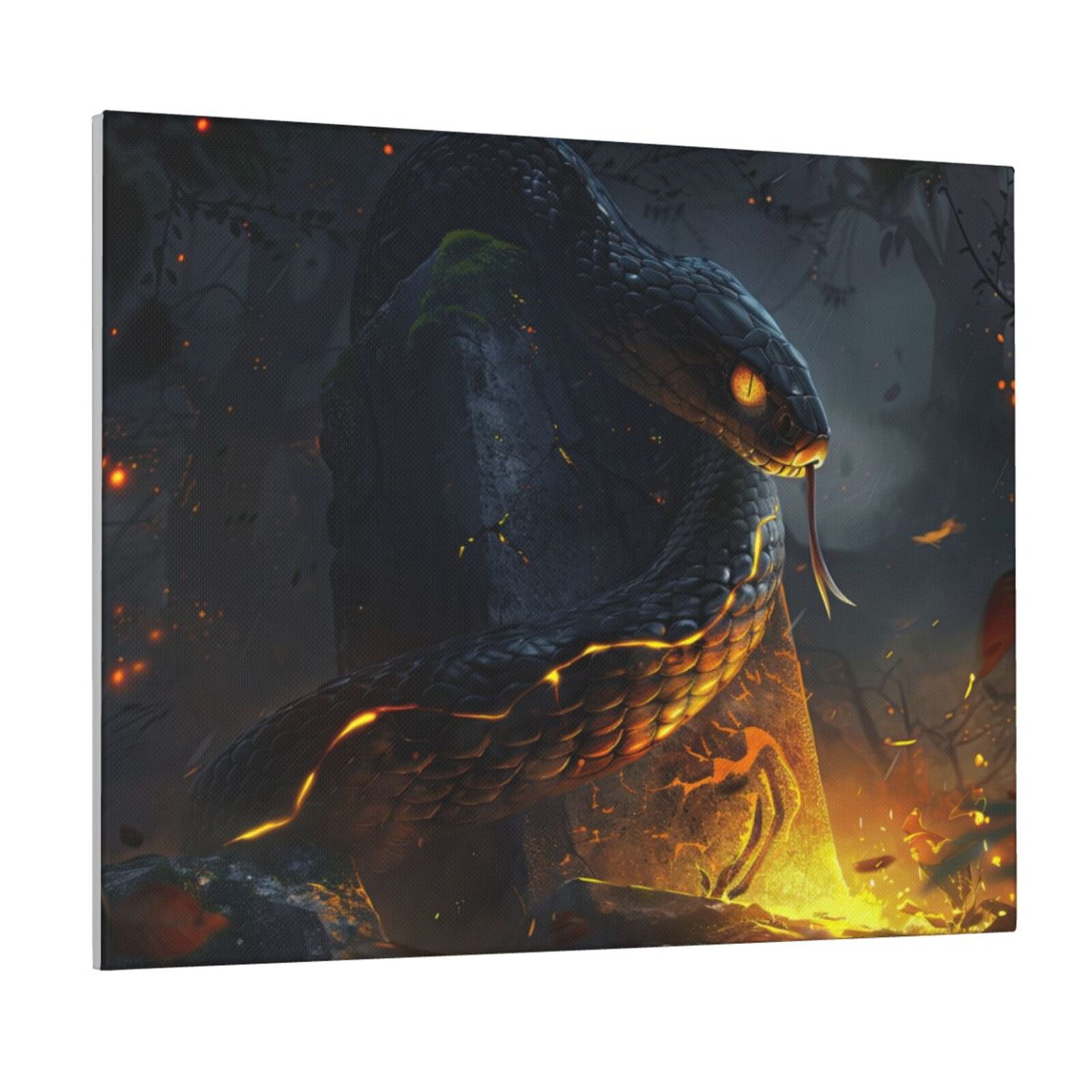 Lsque Glowing Snake Dark Forest Print Wall Art – Decorative Picture for ...