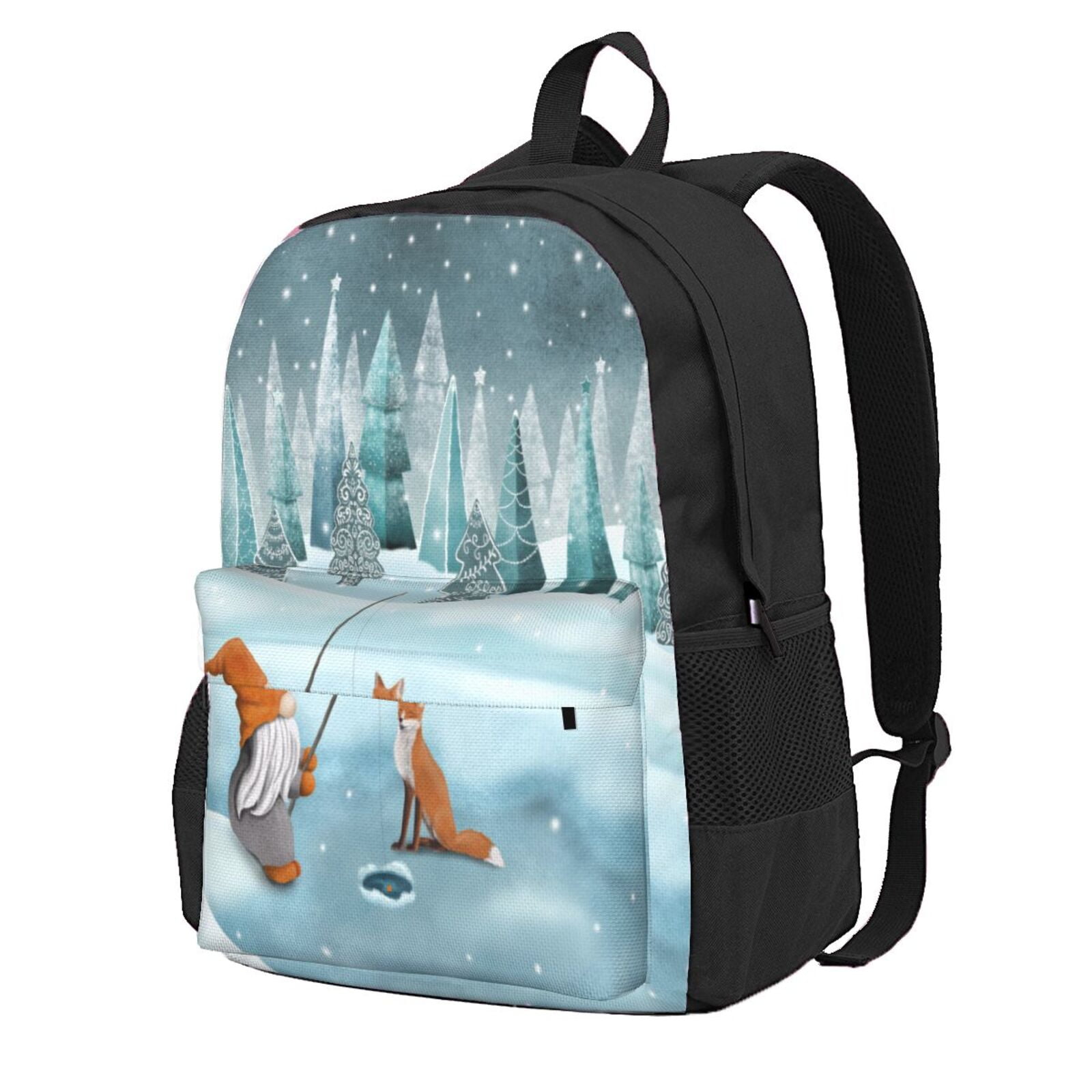 Lsque Gnome And Red Fox Fishing Pattern Adult Backpack – Durable ...