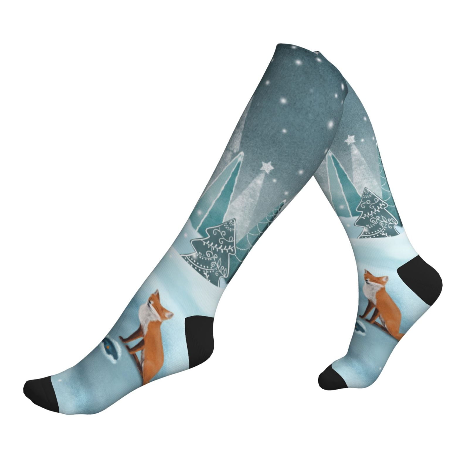 Lsque Gnome And Red Fox Fishing Pattern Sport Compression Socks for Men ...