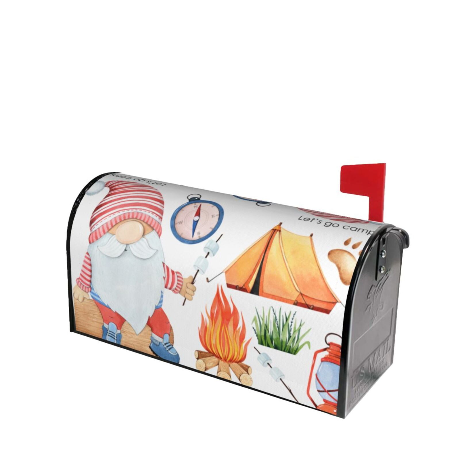 Lsque Gnome Camping Mailbox Cover Standard Size ,Magnetic Mailbox ...