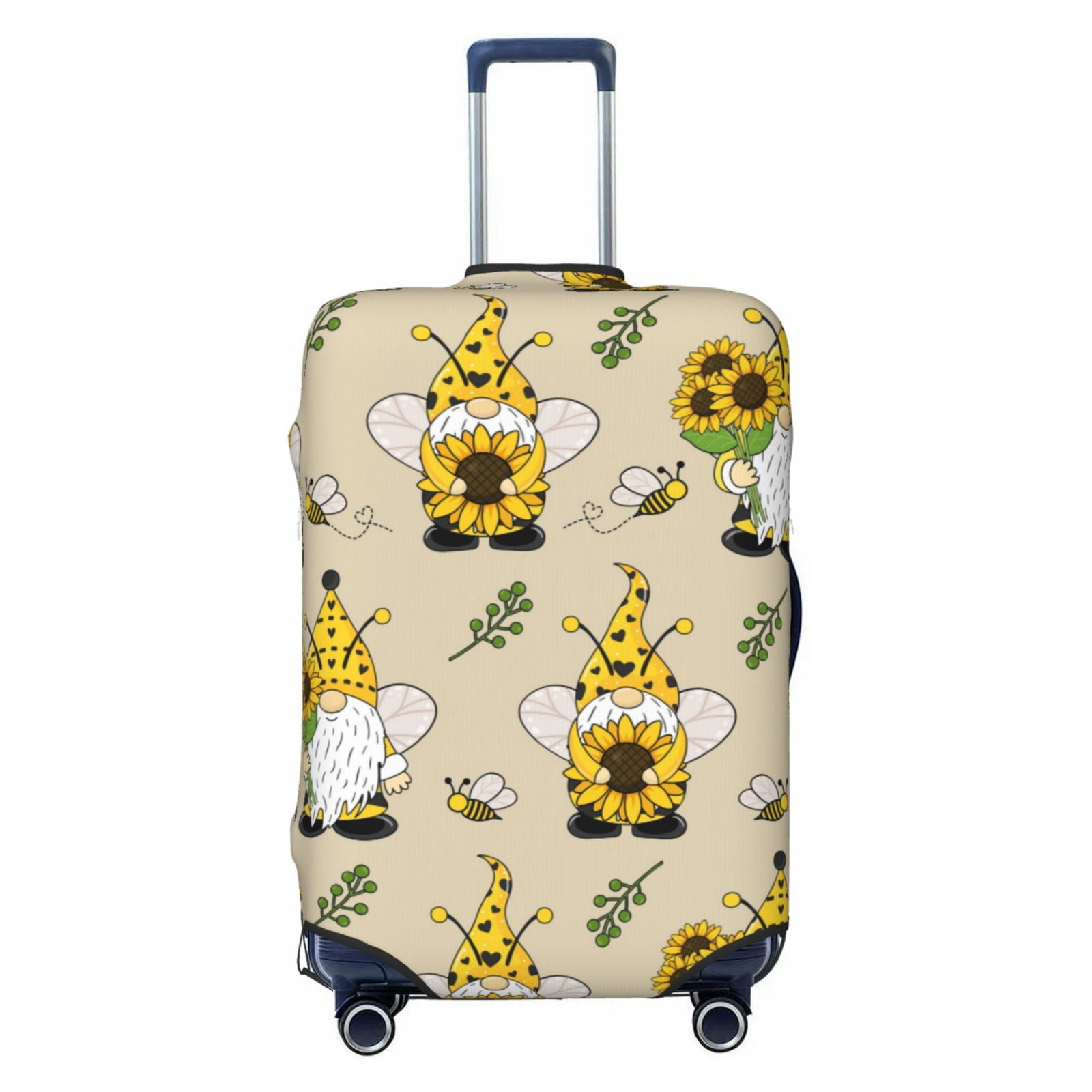 Lsque Gnomes Bees And Sunflowers Printed Luggage Cover, Travel Luggage ...
