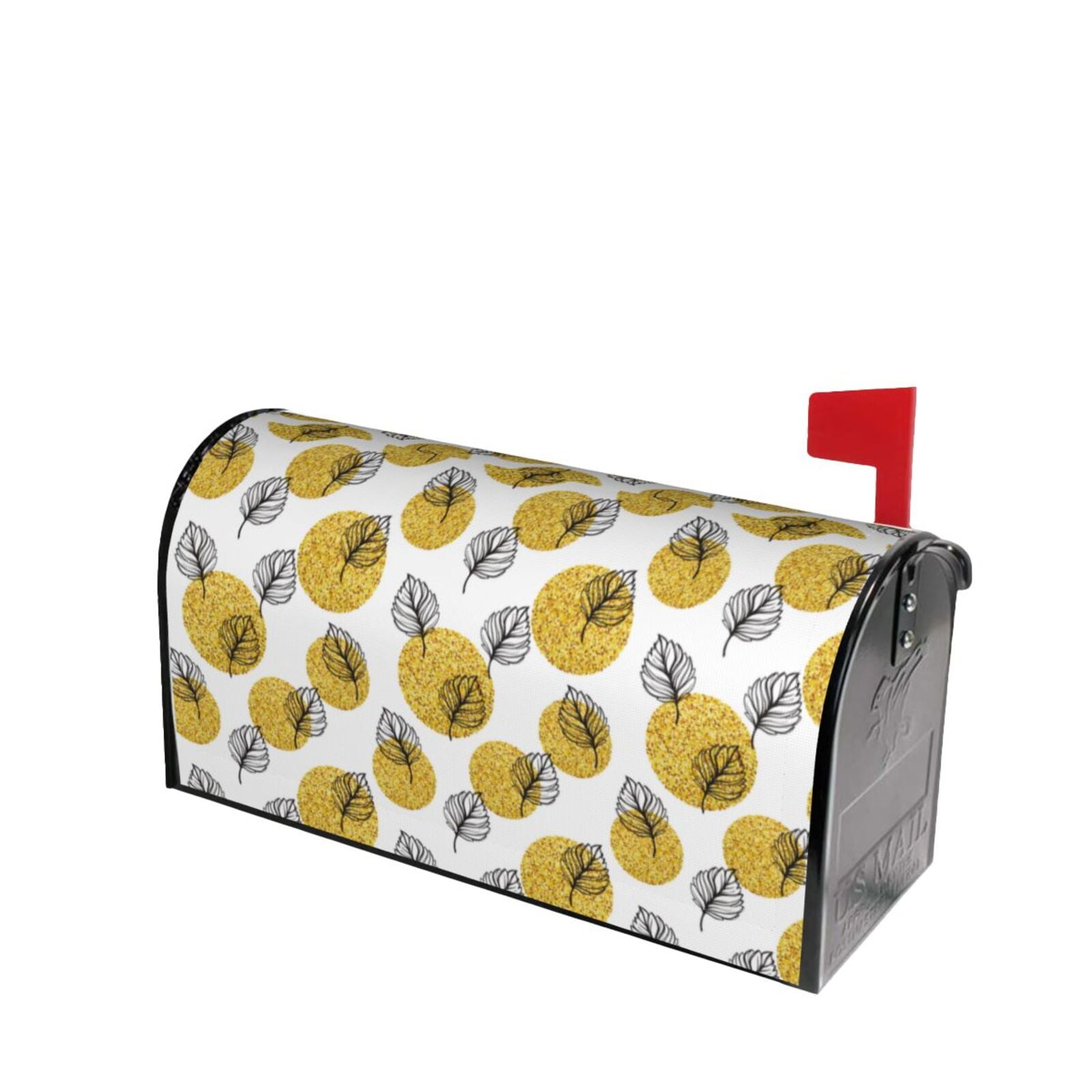 Lsque Gold Dots and Leaves Mailbox Cover Standard Size ,Magnetic ...