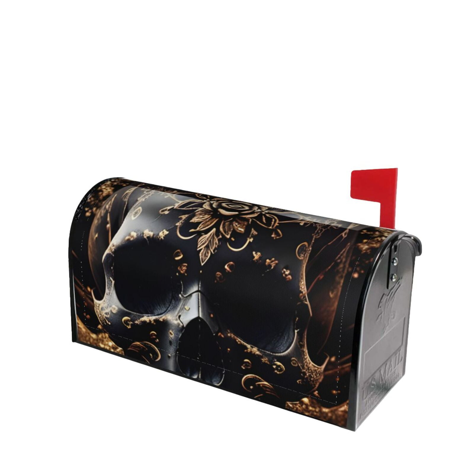 Lsque Gold Pattern Black Skull Mailbox Cover Standard Size ,Magnetic ...