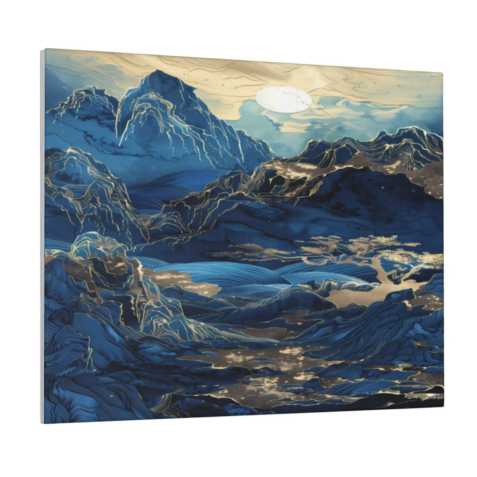 Lsque Golden Blue Mountains Print Wall Art – Decorative Picture for ...