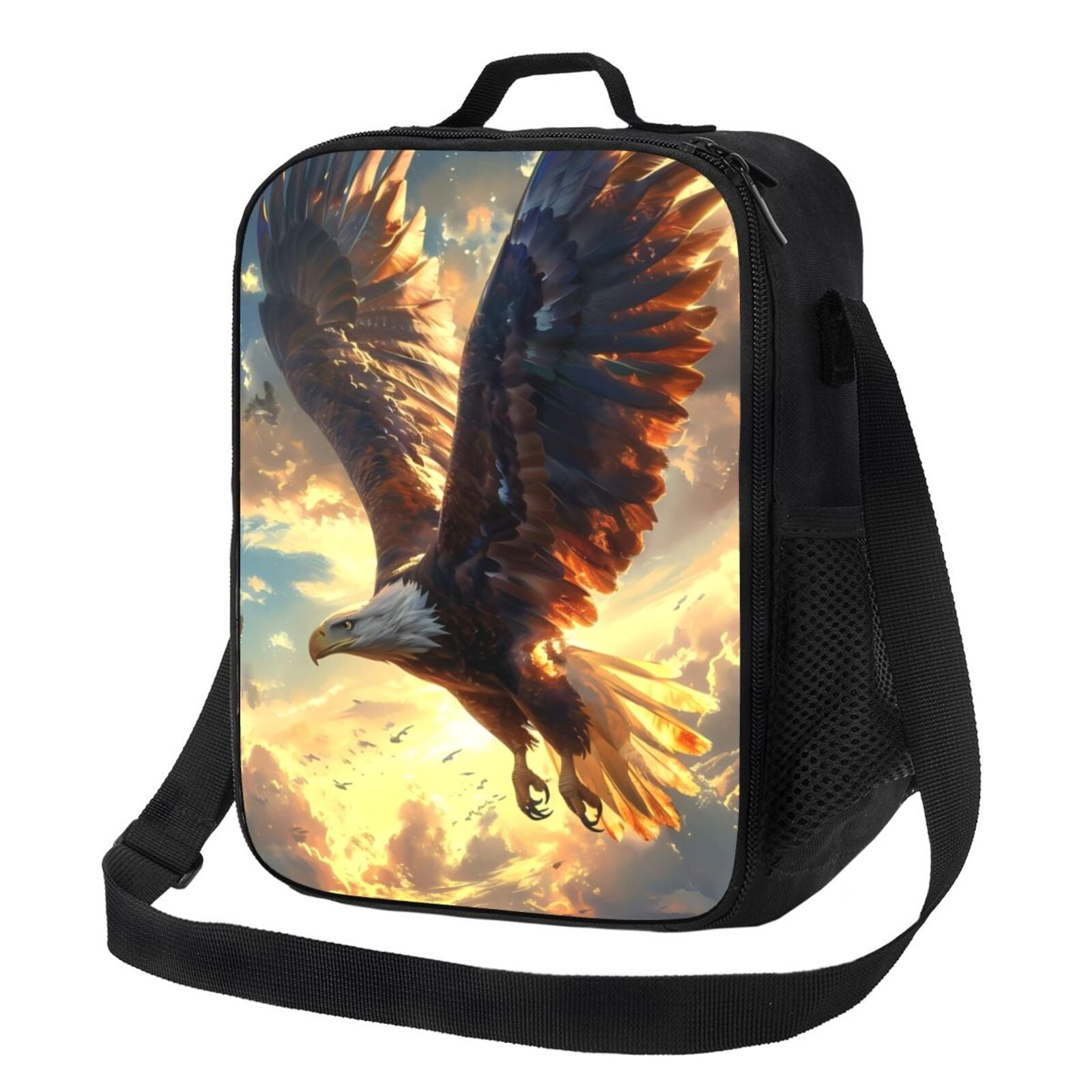 Lsque Golden Sky Bald Eagle Lunch Bag Lunch Box for Women Men Reusable ...