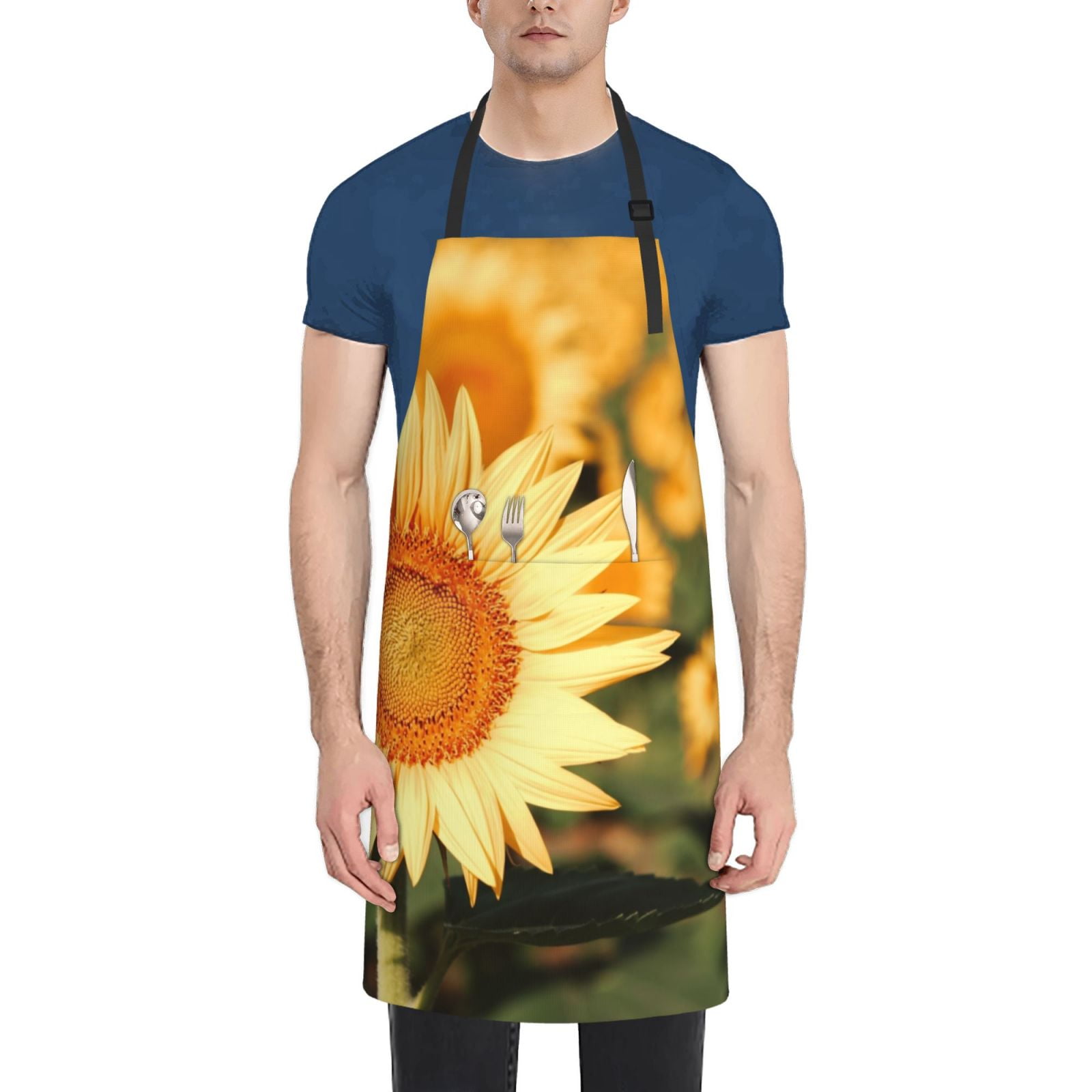 Lsque Golden Sunflower In Field Waterproof Apron Chef Aprons for Men ...