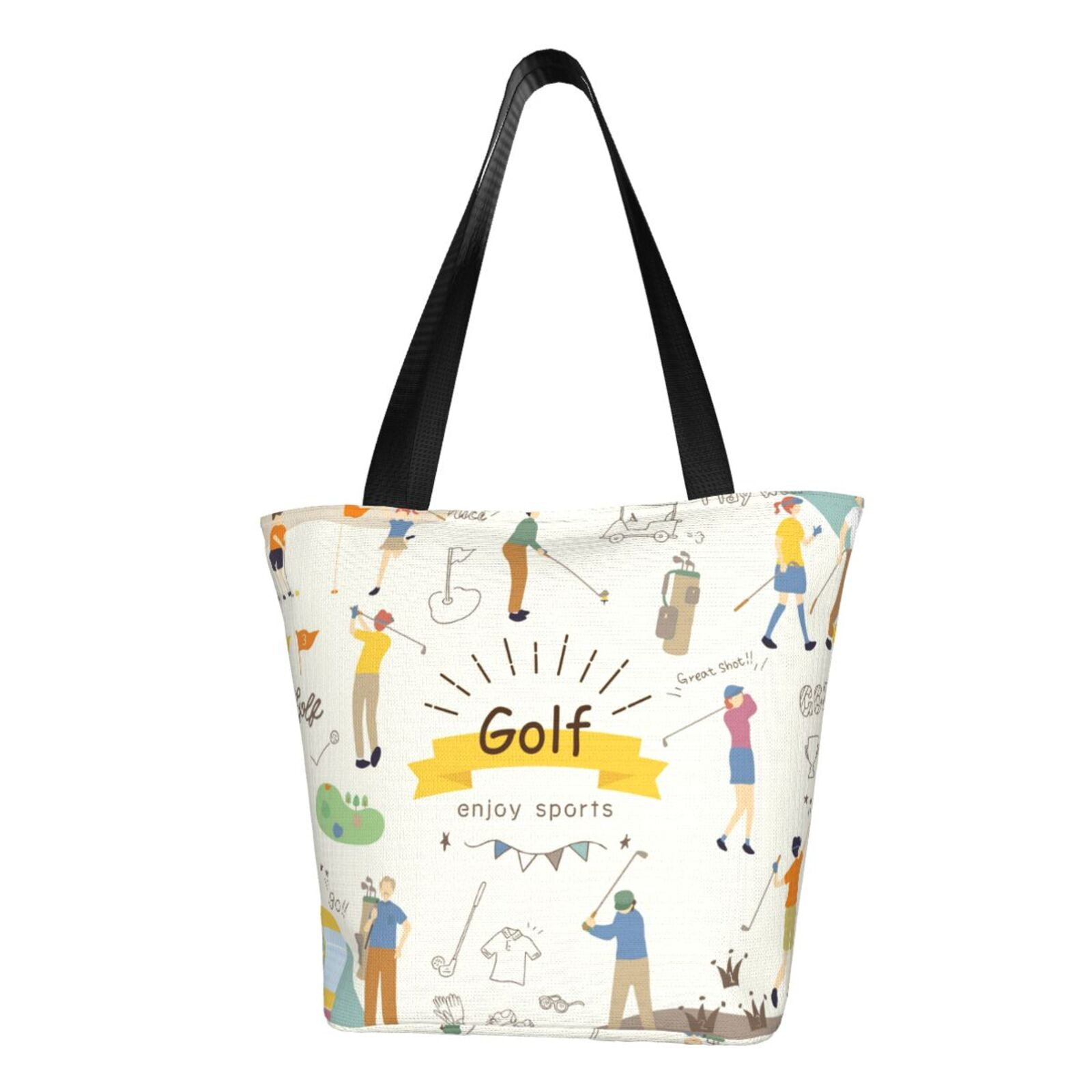 Lsque Golf Icons And Golfer Pattern Beach Tote,Shoulder Handbag ...
