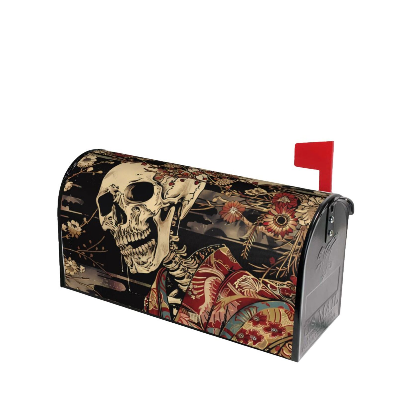 Lsque Gothic Eastern Floral Skull Mailbox Cover Standard Size ,Magnetic ...