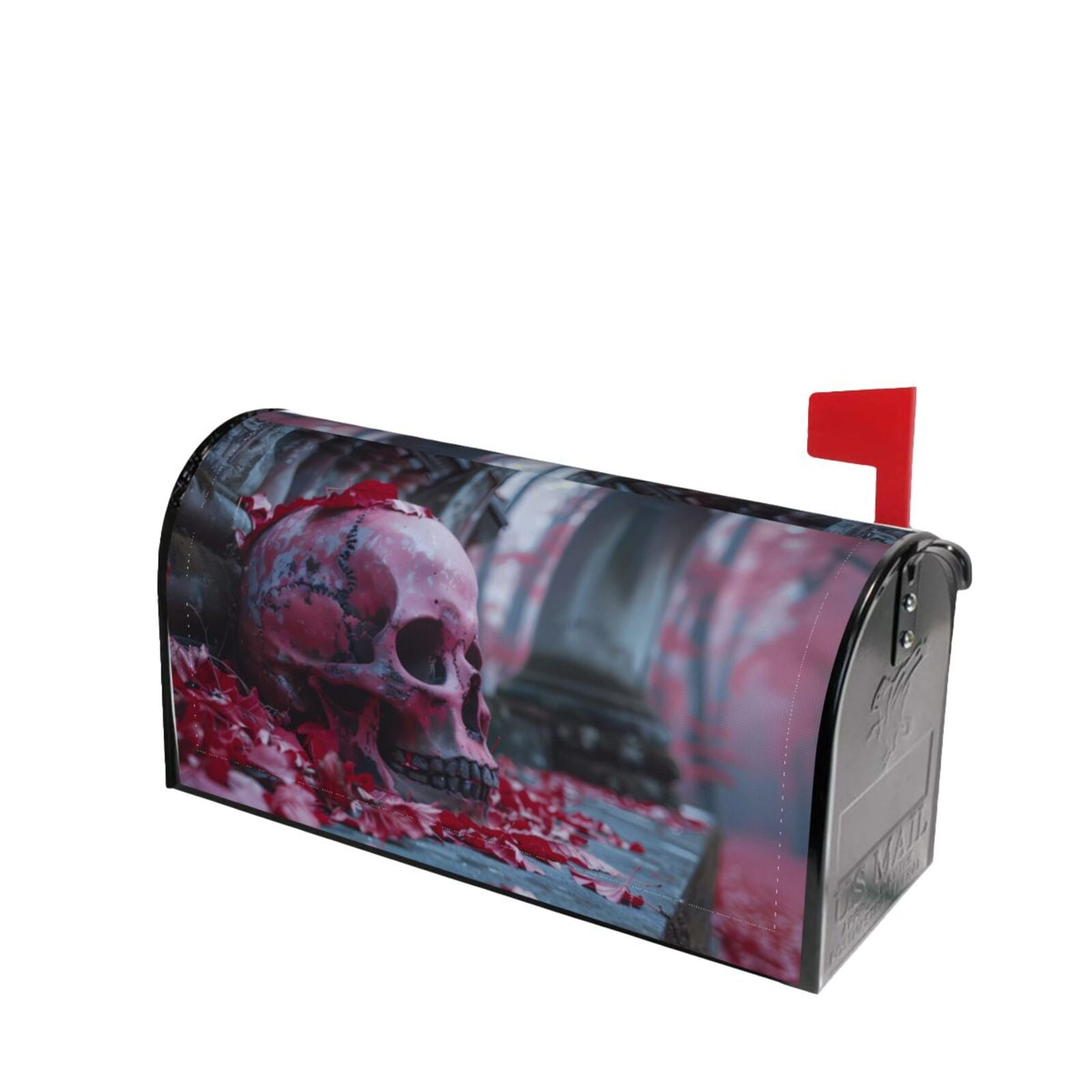 Lsque Gothic Red Skull Cemetery Mailbox Cover Standard Size ,Magnetic ...