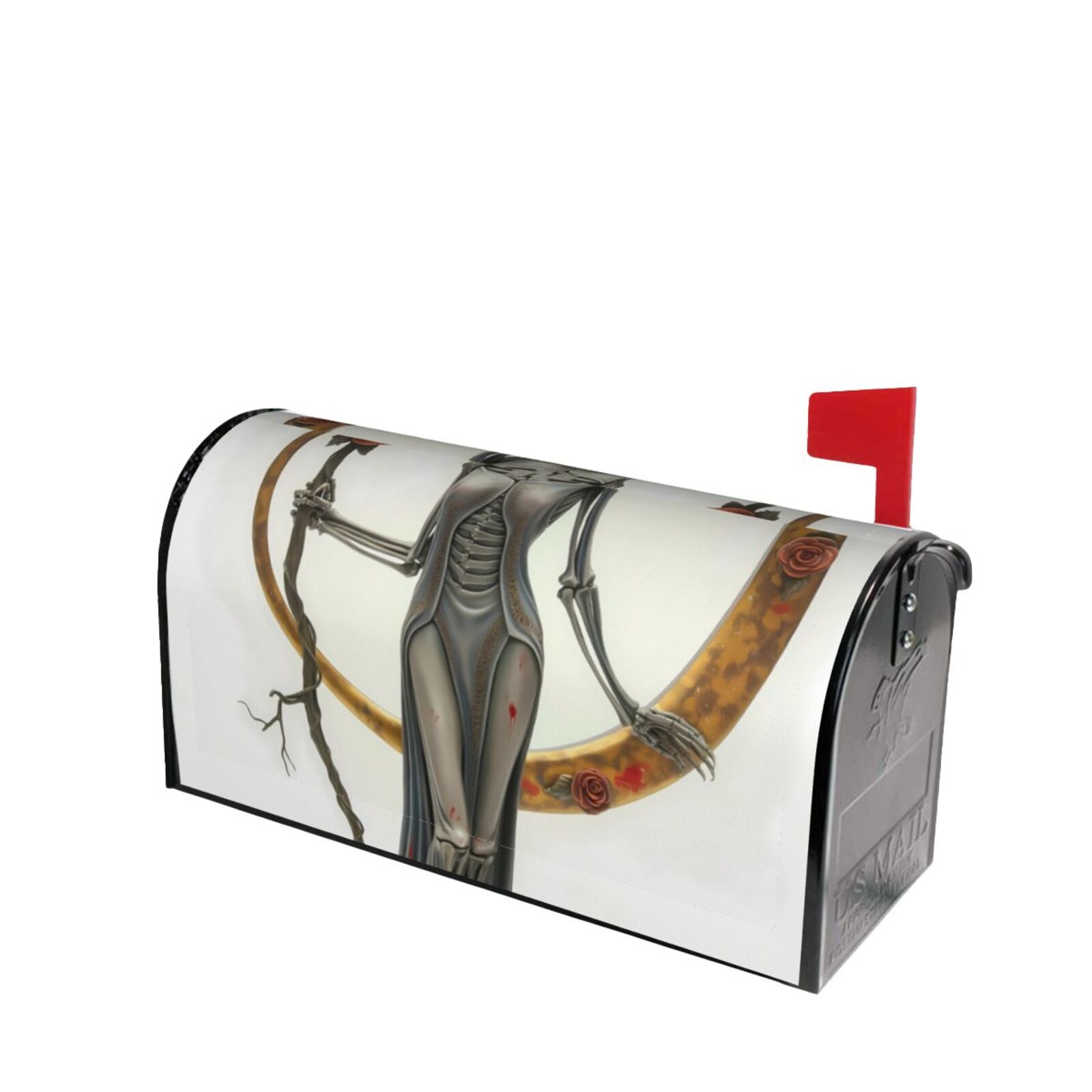 Lsque Gothic Skeleton With Roses Mailbox Cover Standard Size ,Magnetic ...