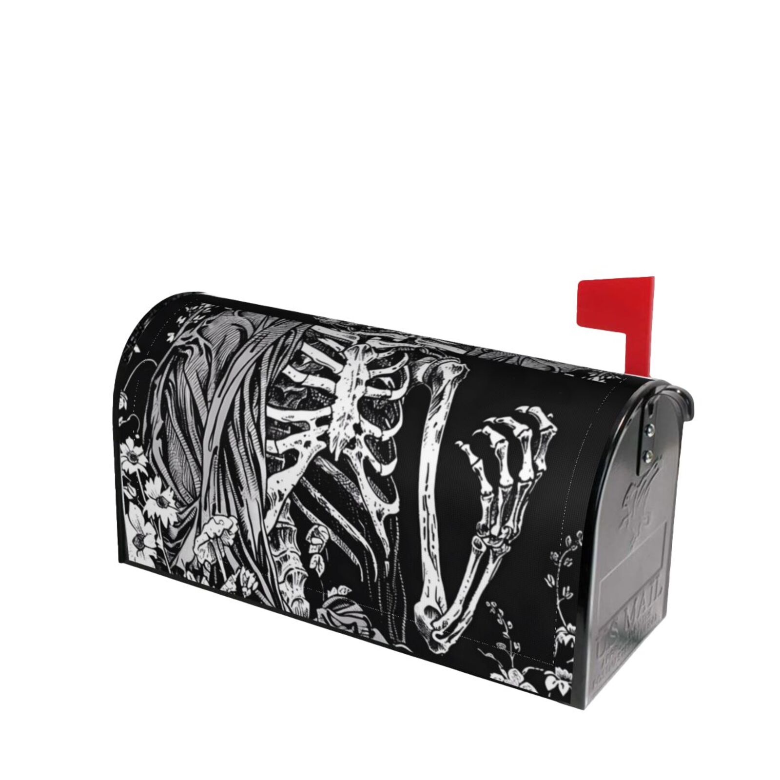 Lsque Gothic Skull Floral Art Mailbox Cover Standard Size ,Magnetic ...