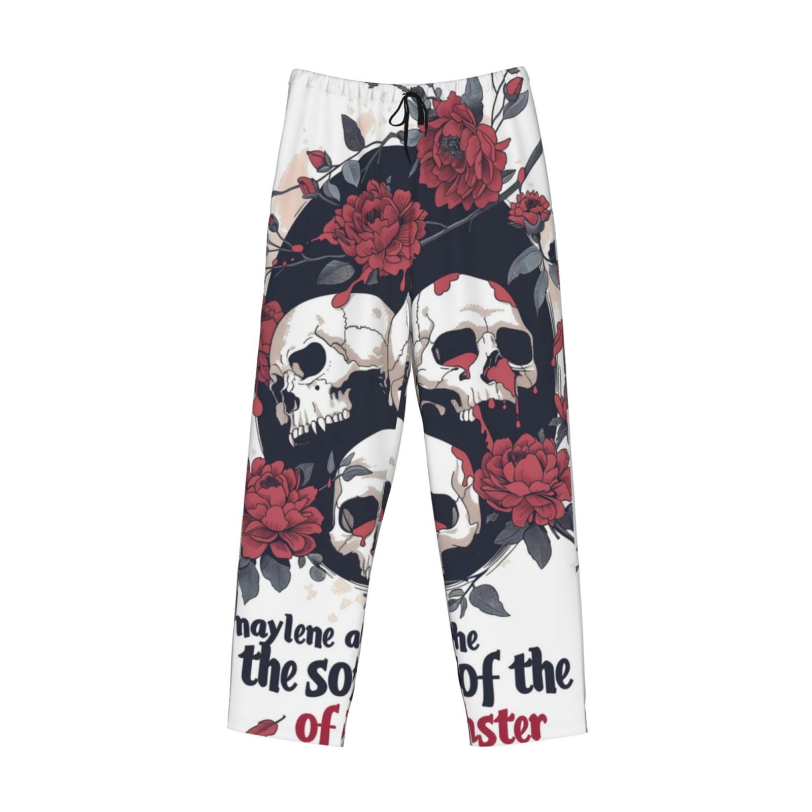 Lsque Gothic Skulls And Roses Print Men's Pajama Pants, Lounge Pant ...