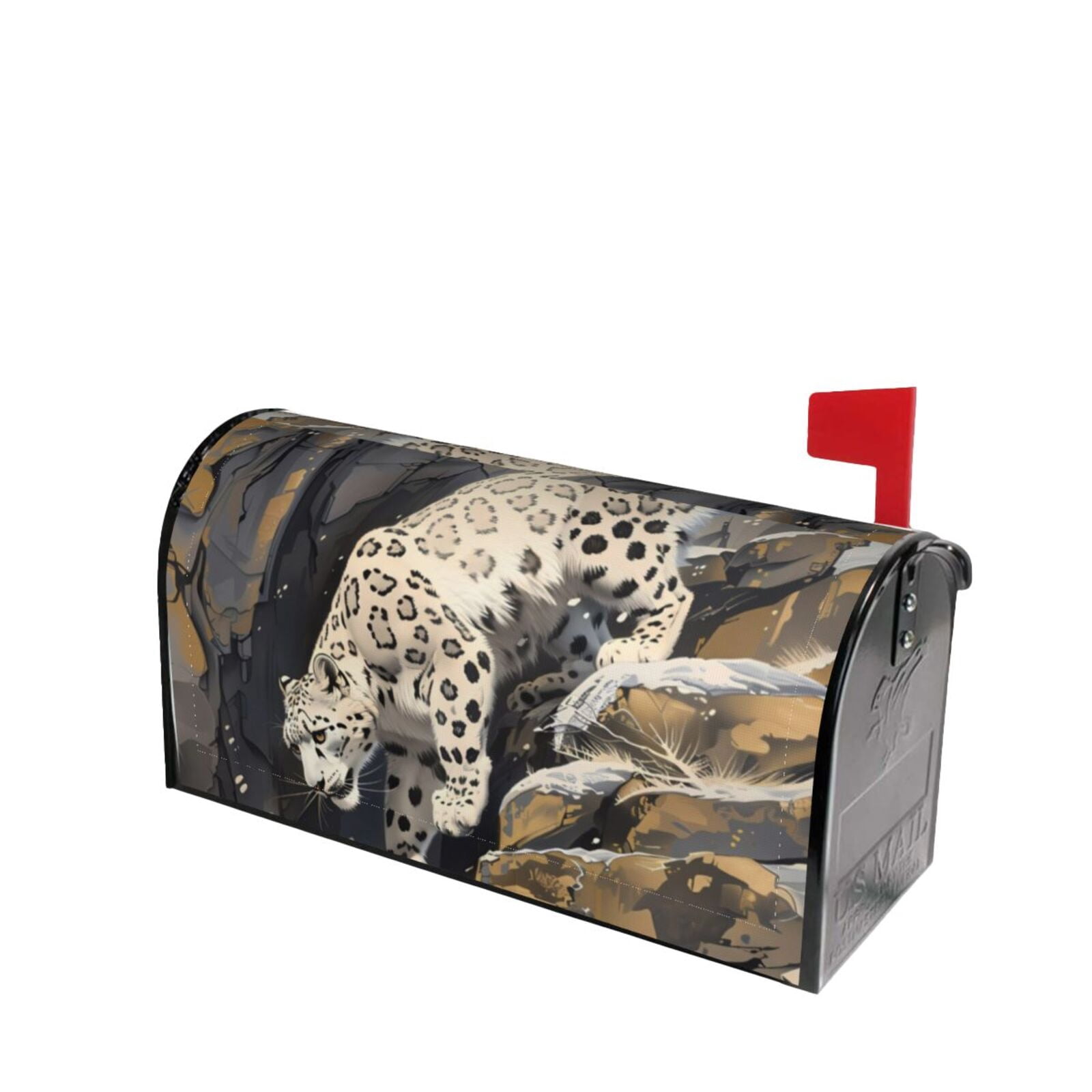 Lsque Graceful Snow Leopard Mailbox Cover Standard Size ,Magnetic ...