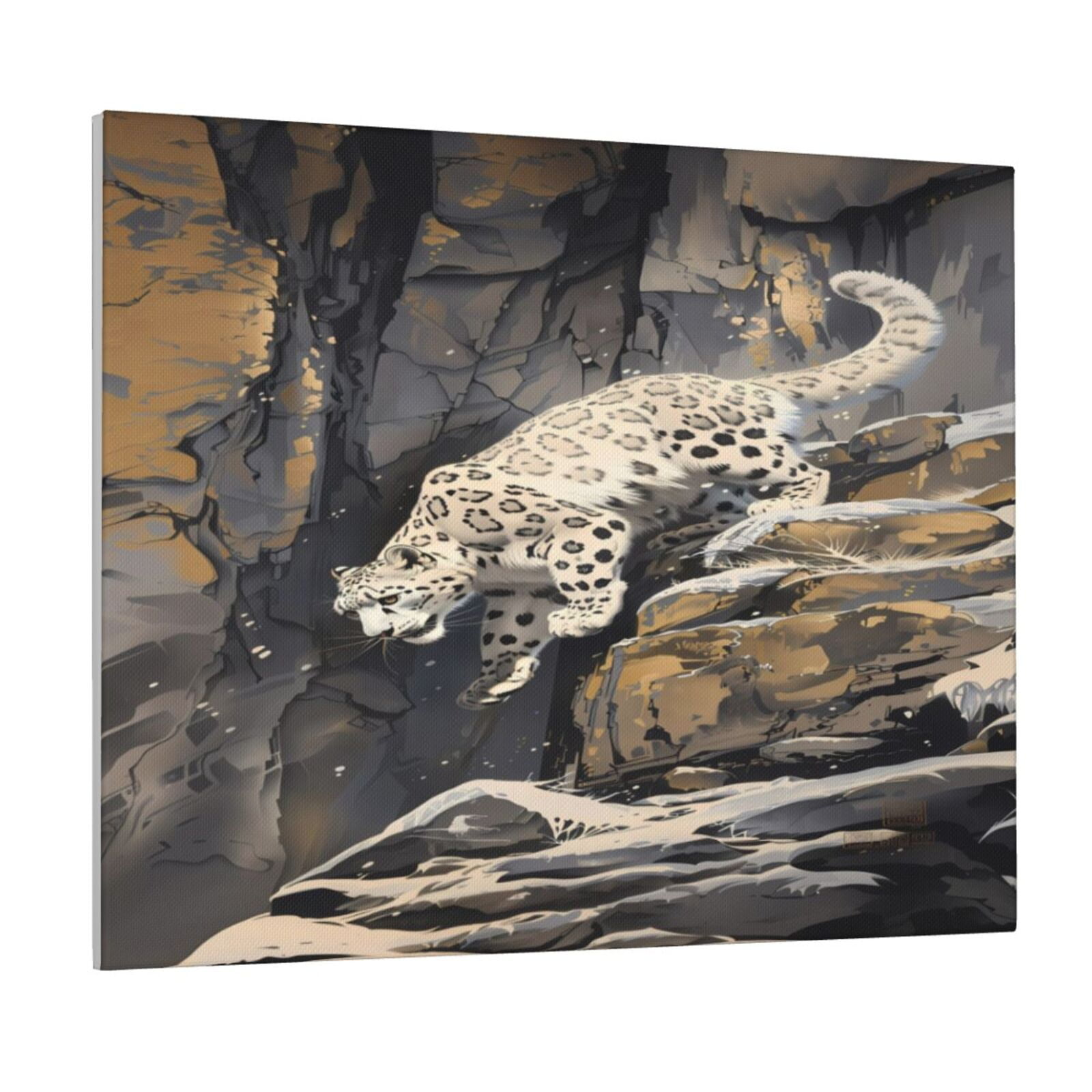 Lsque Graceful Snow Leopard Print Wall Art – Decorative Picture for ...