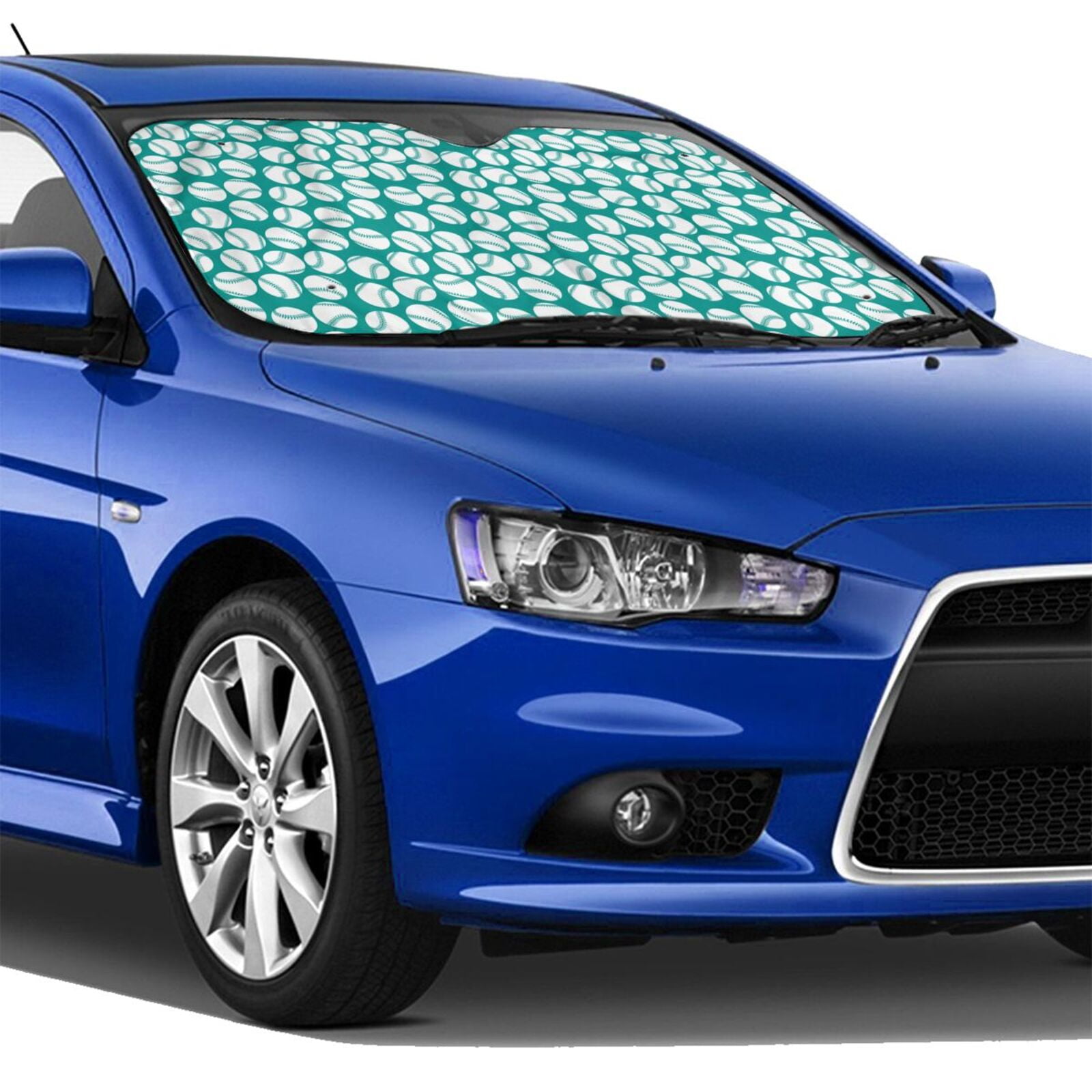 Lsque Green Baseball Car Windshield Sun Shade | Accordion Folding Style ...