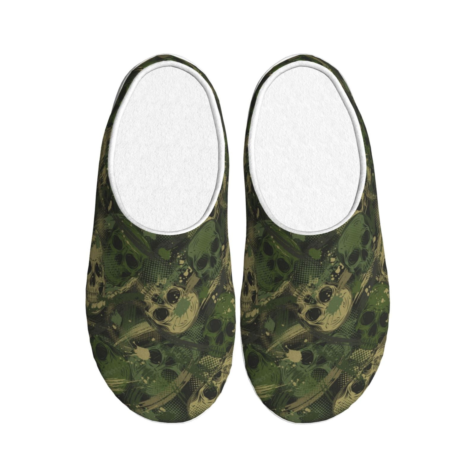 Lsque Green Camouflage Skull Pattern Womens Comfort Cotton on Scuff ...