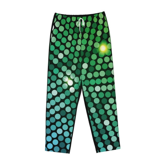 Lsque Green Disco Lights Print Women's Pajama Pants, Lounge Pant ...