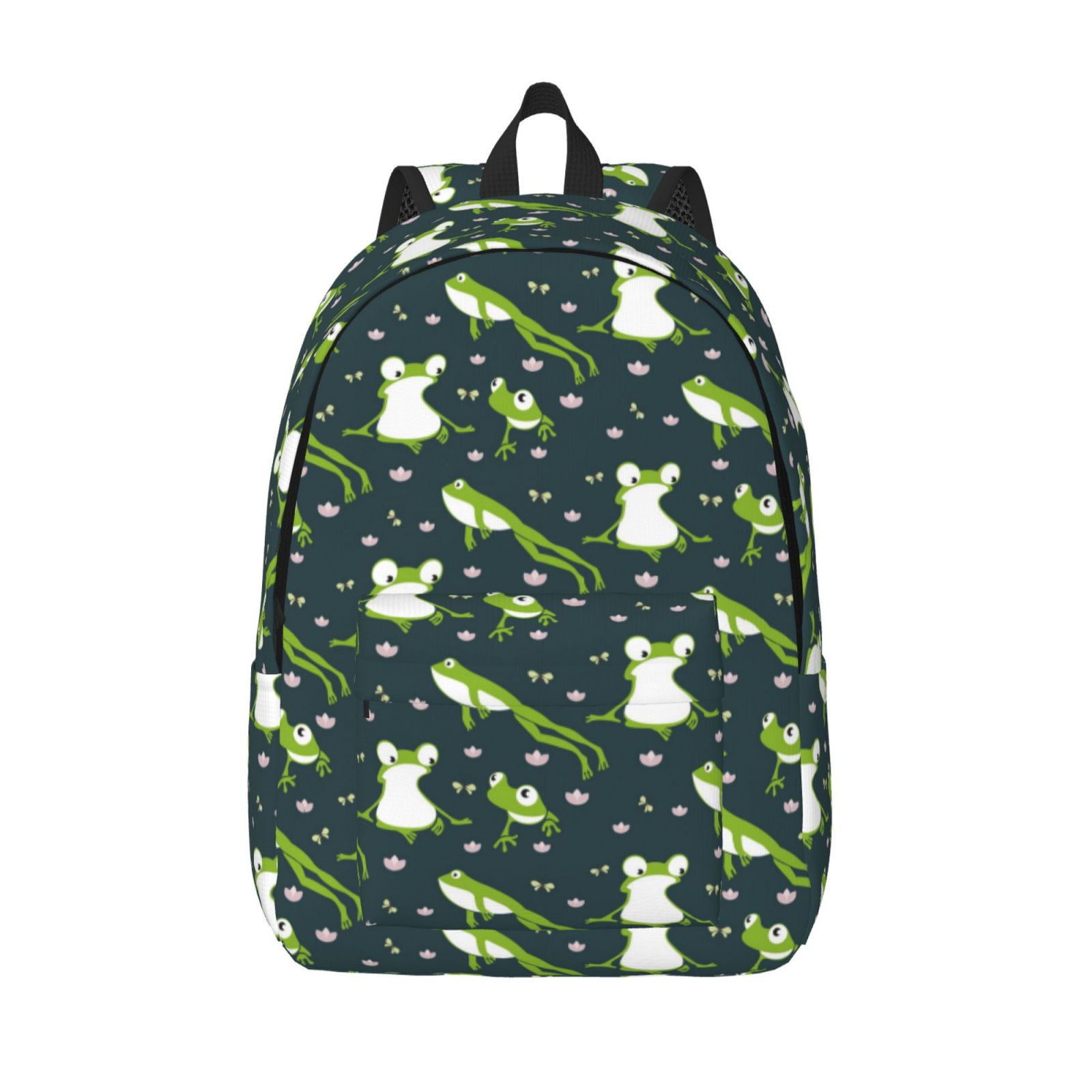 Lsque Green Frogs Pattern Canvas Daypack, Durable Backpack, High ...
