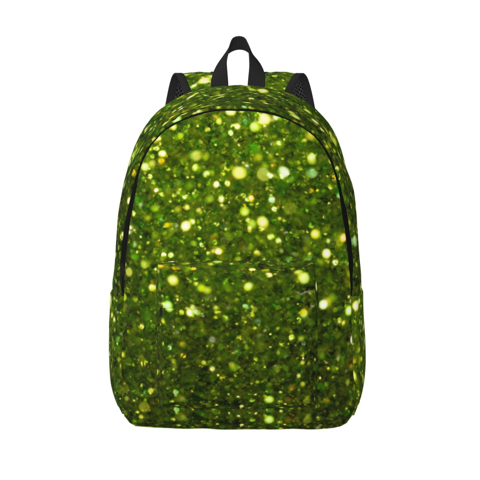 Lsque Green Glitter Sparkle Pattern Canvas Daypack, Durable Backpack ...