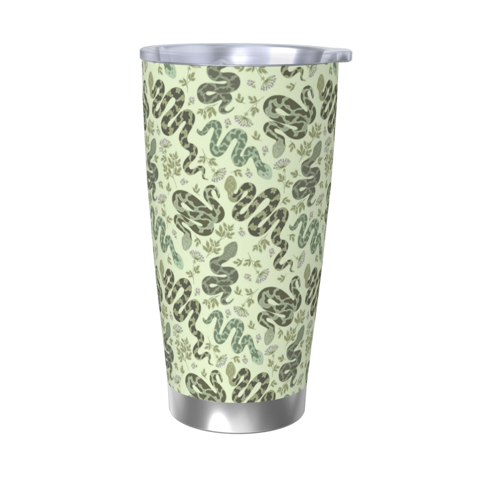Lsque Green Snake Pattern 20oz Car Cup with Lid and Straw, Insulated ...
