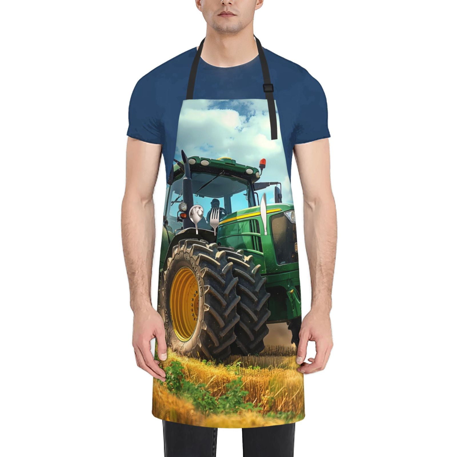 Lsque Green Tractor Field Waterproof Apron Chef Aprons for Men Heavy ...