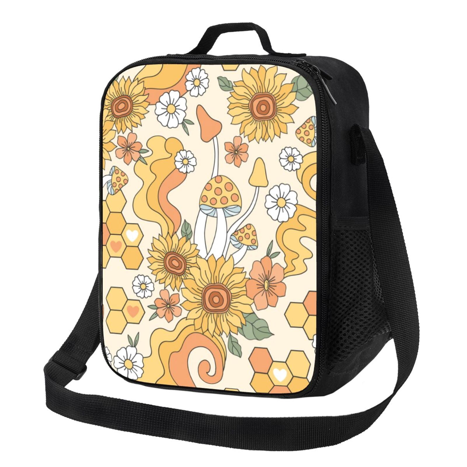 Lsque Groovy Hippie Flower Mushrooms Lunch Bag Lunch Box for Women Men ...